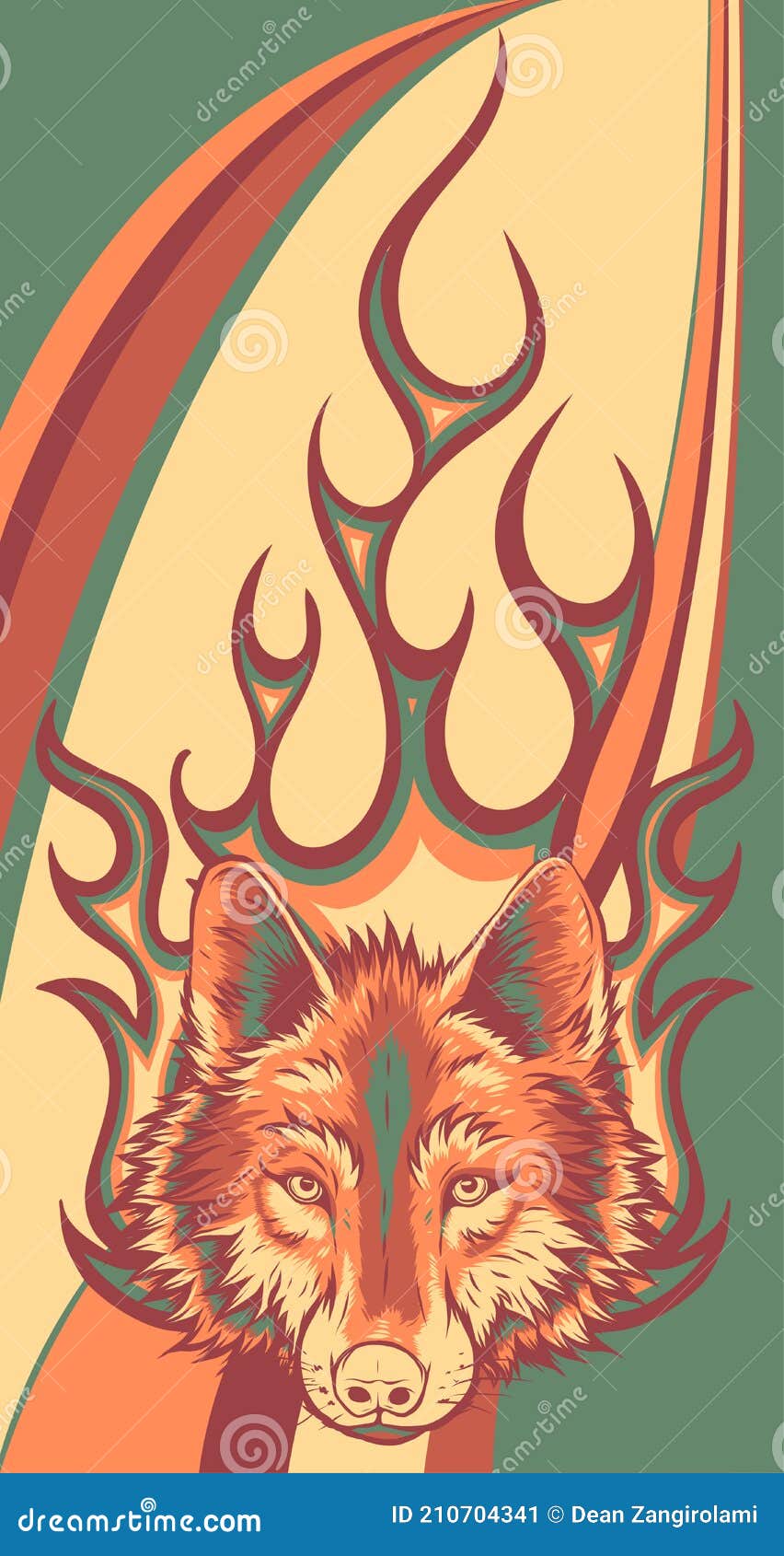 Wolf Flaming Fire Logo Vector Illustration Mascot Design Stock Vector ...