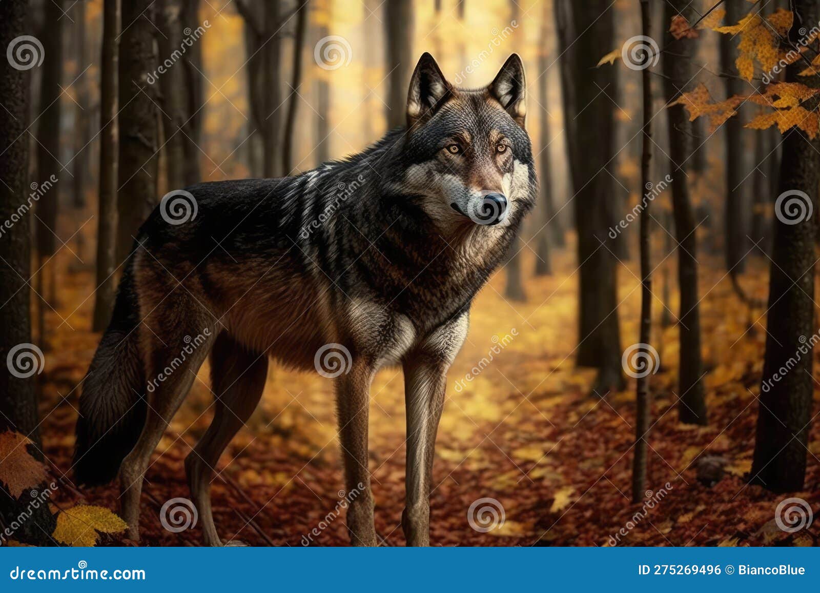 A Wolf in the Forest in Summer Stock Photo - Image of canine, forest ...