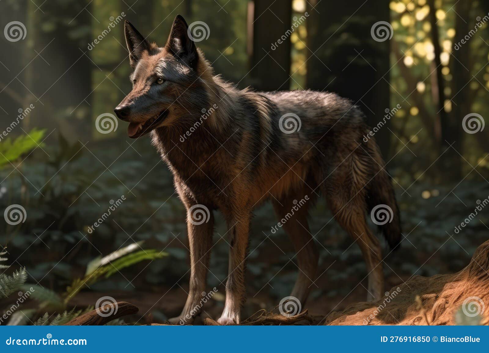 A Wolf in the Forest in Summer Stock Photo - Image of wildlife, america ...