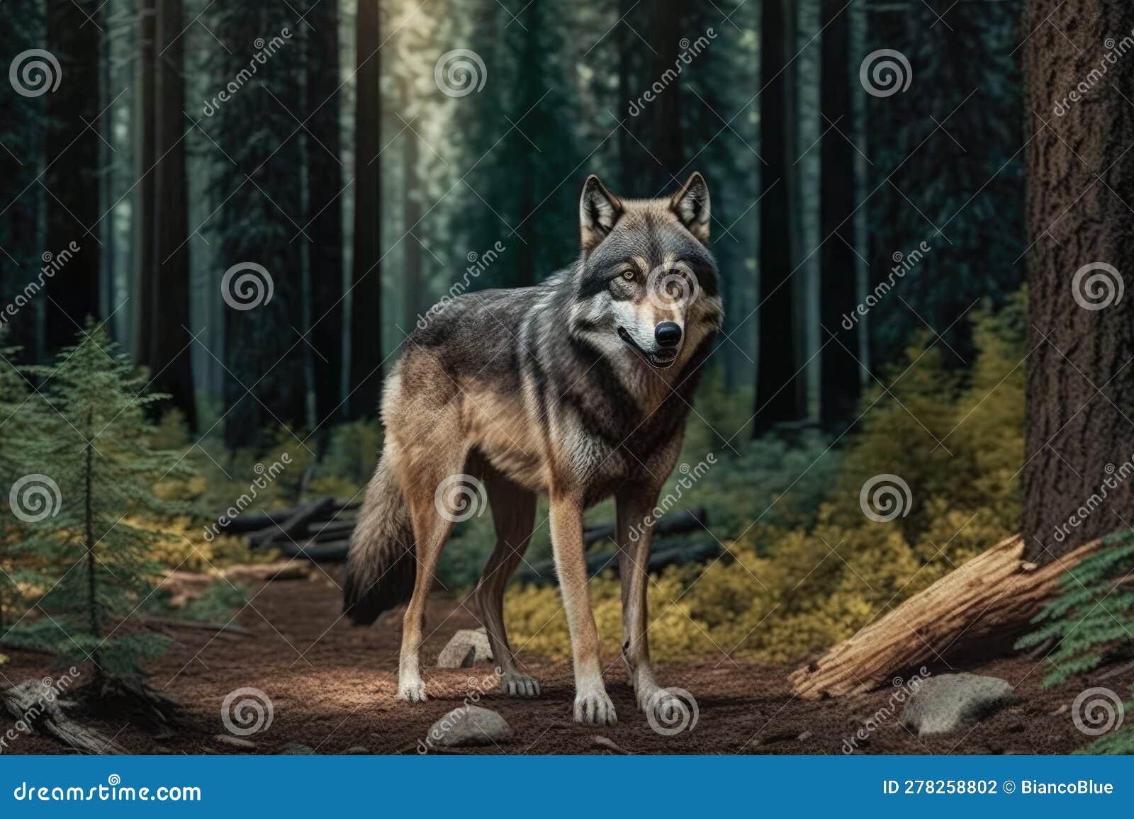 A Wolf in the Forest in Summer Stock Photo - Image of danger, wild ...