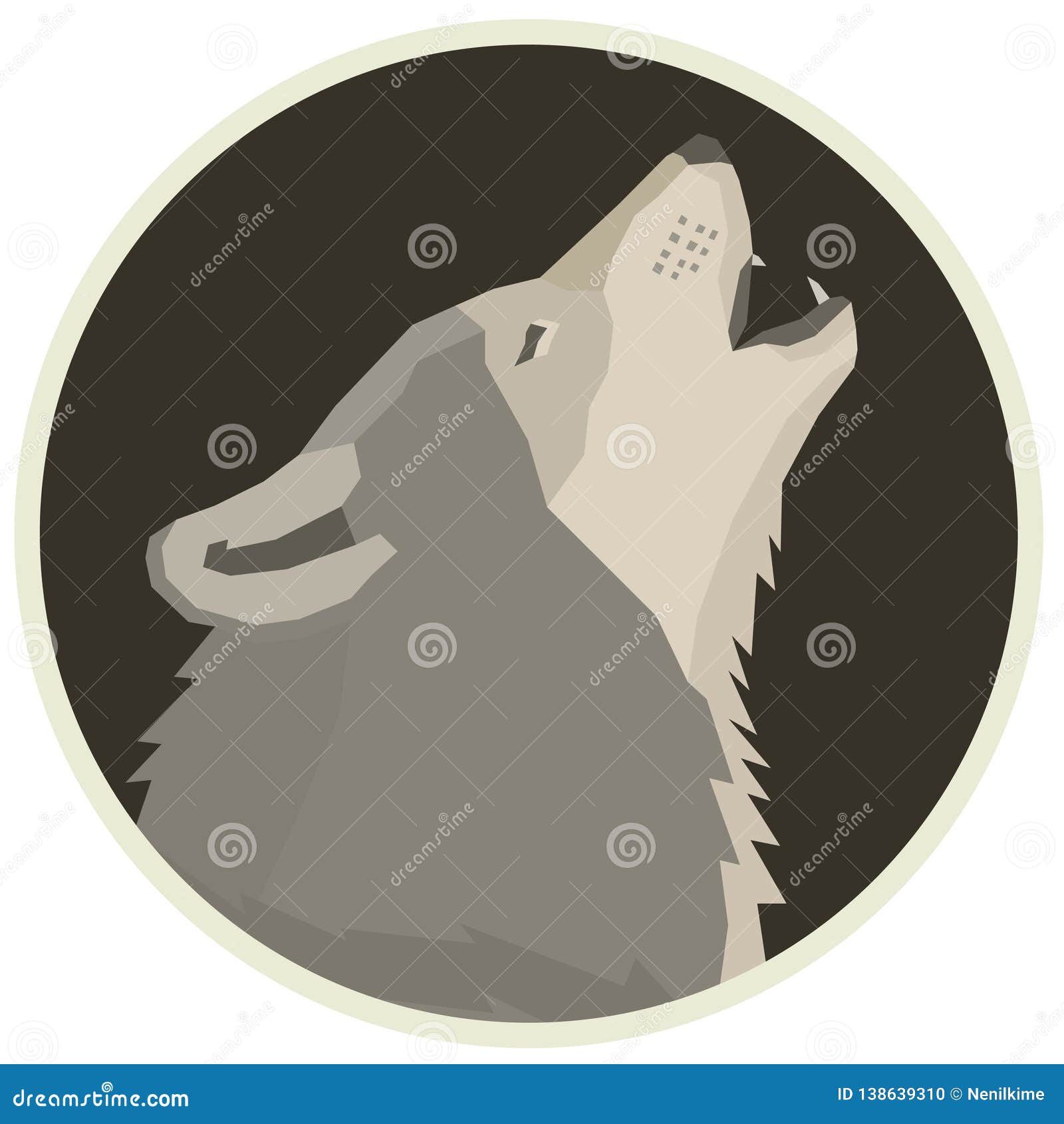 Wolf Forest WildLife Vector Animals Geometric Style Round Frame Stock ...