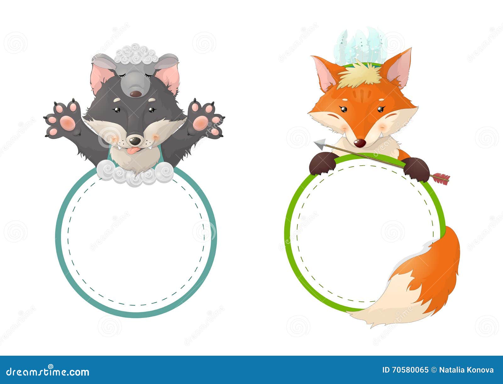Wolf and fox stock illustration. Illustration of feathers - 70580065