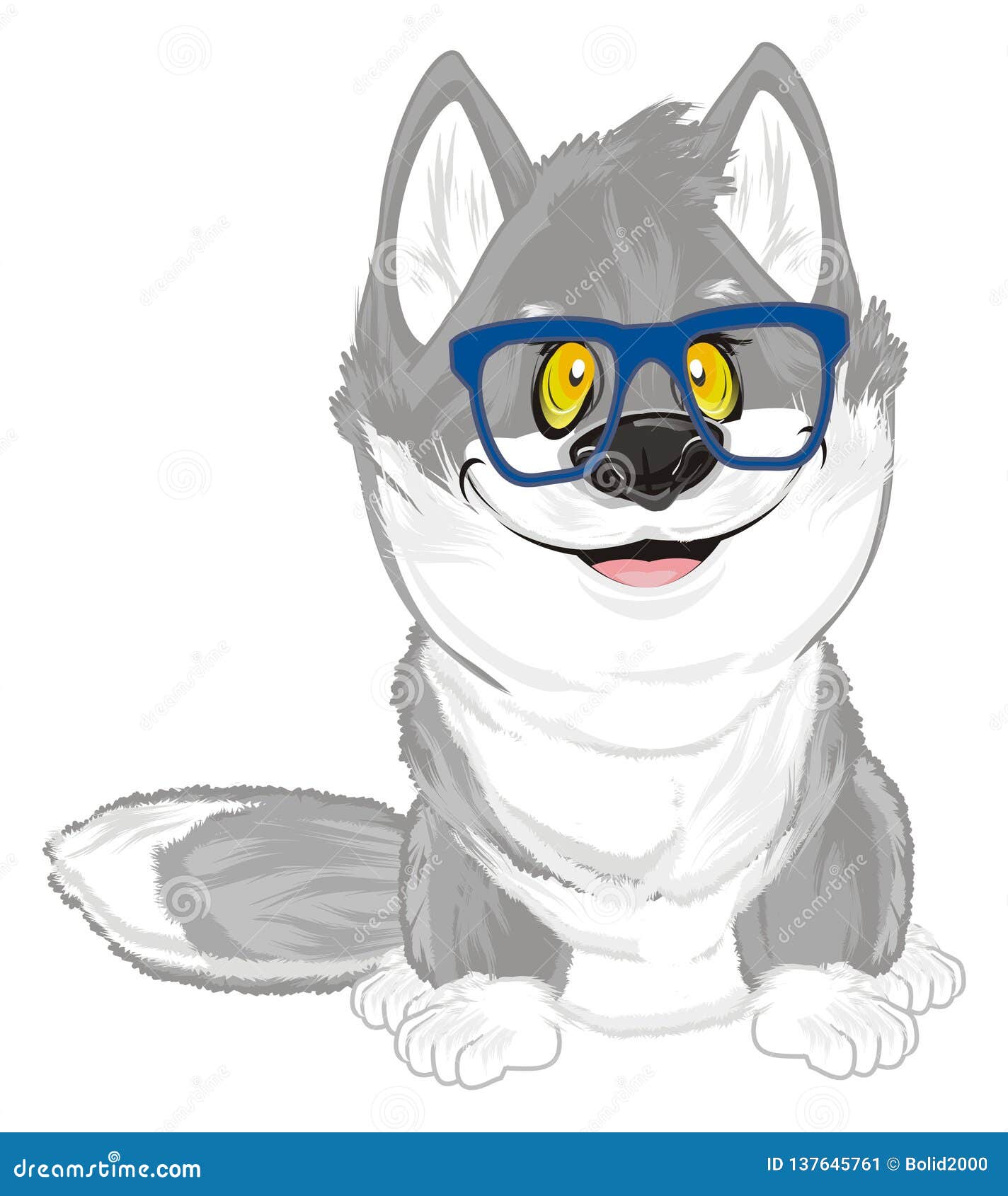 Wolf in glasses stock illustration. Illustration of werewolf - 137645761