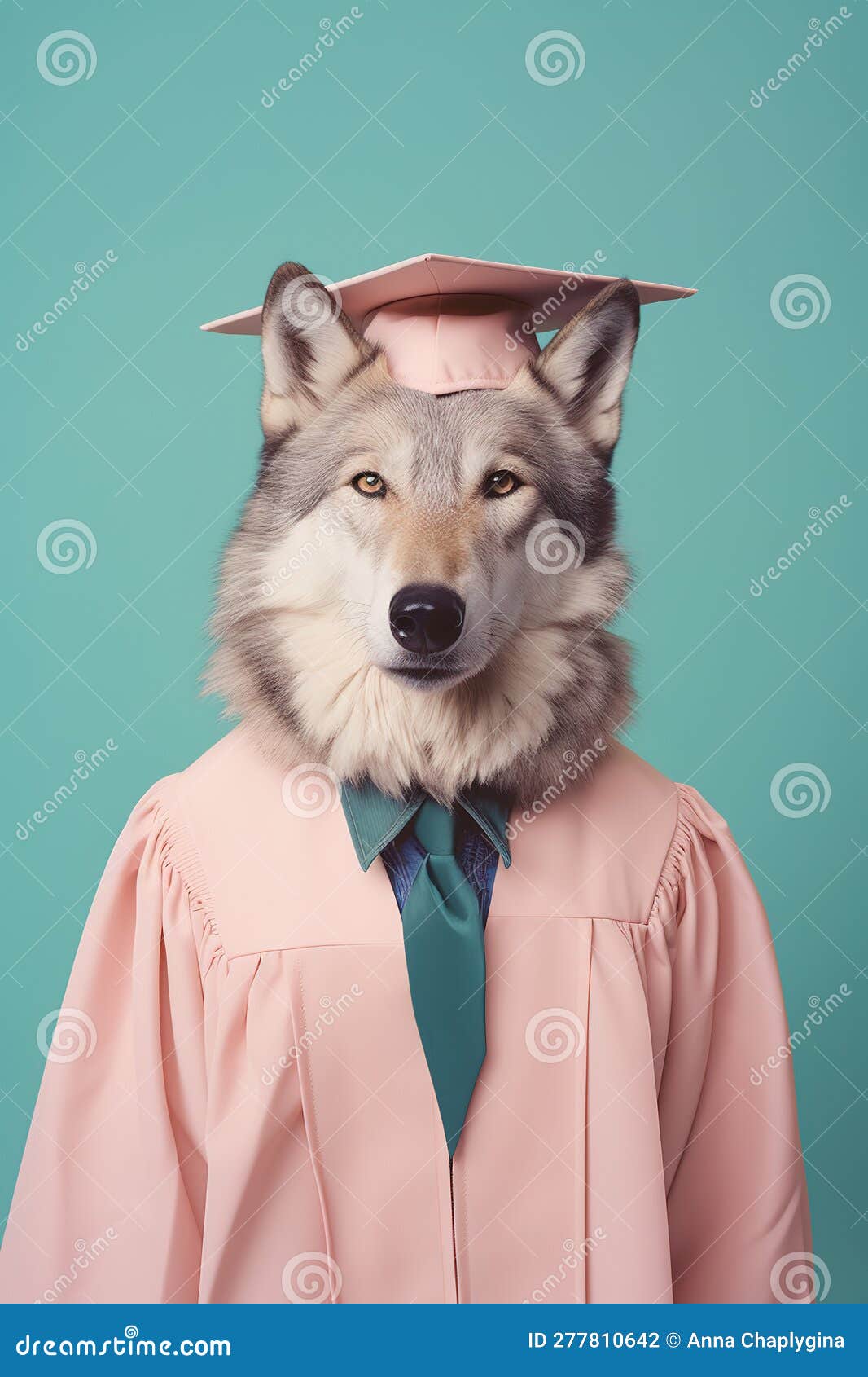 Wolf in Graduation Cap and Gown. Realistic Portrait. Generative AI ...