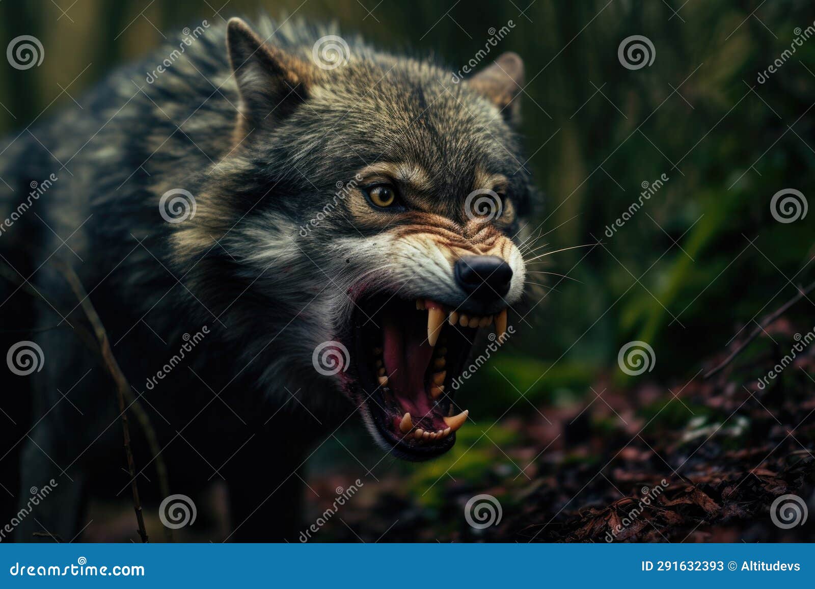 A Wolf Growling with Bared Teeth Stock Image - Image of wild, wolf ...