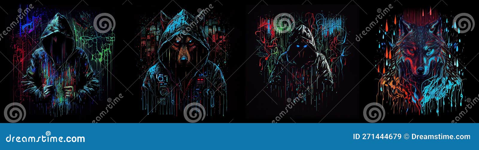 Wolf Hacker Using the Internet. Anonymous Person from Darknet Stock ...