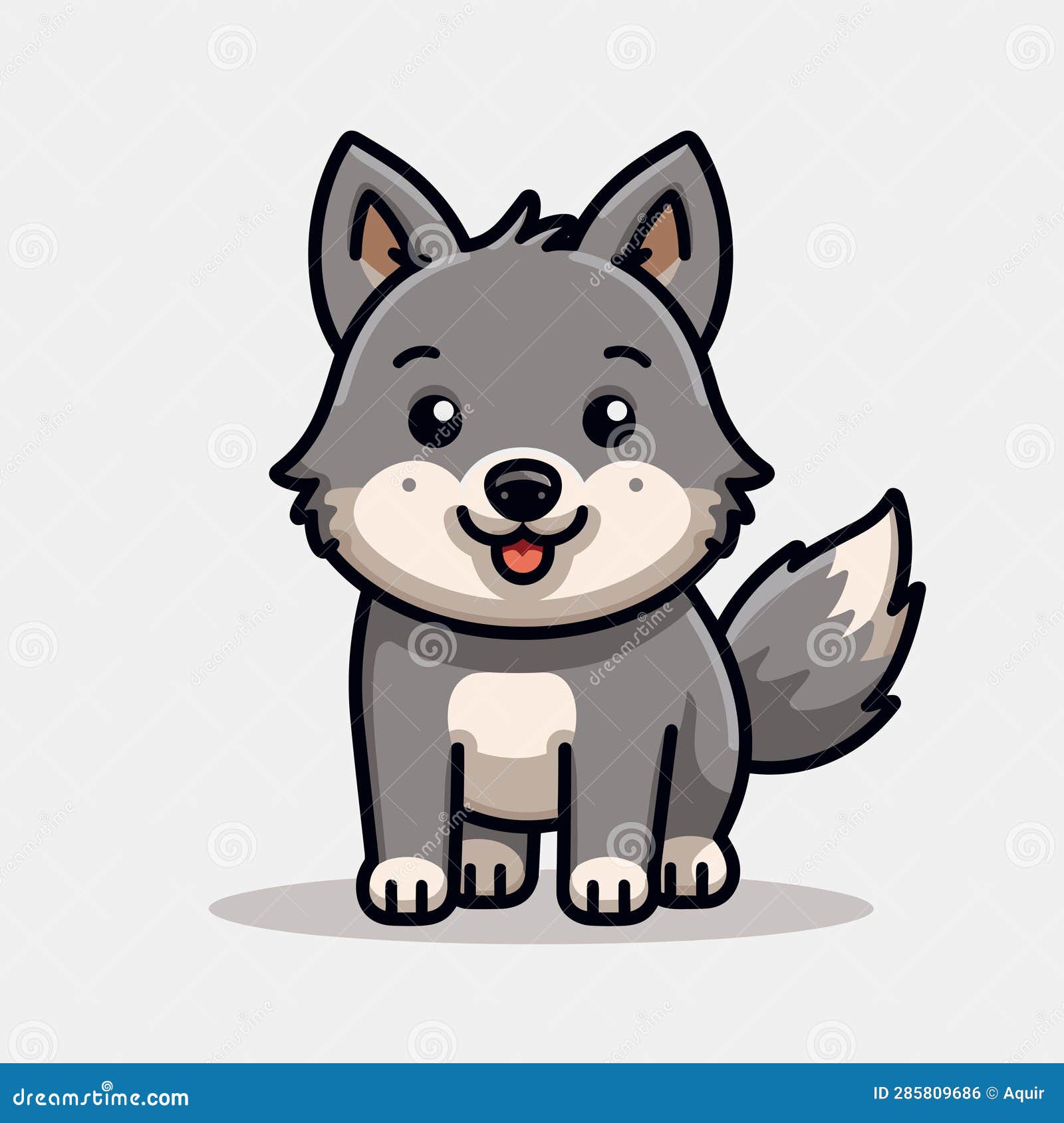 Wolf. Wolf Hand-drawn Comic Illustration. Cute Vector Doodle Style ...