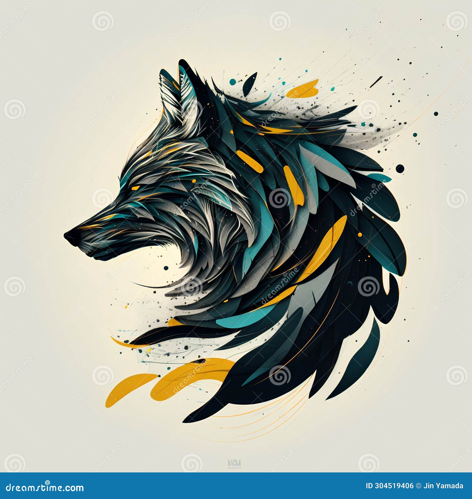 Wolf Head with Abstract Grunge Background. Vector Illustration for Your ...