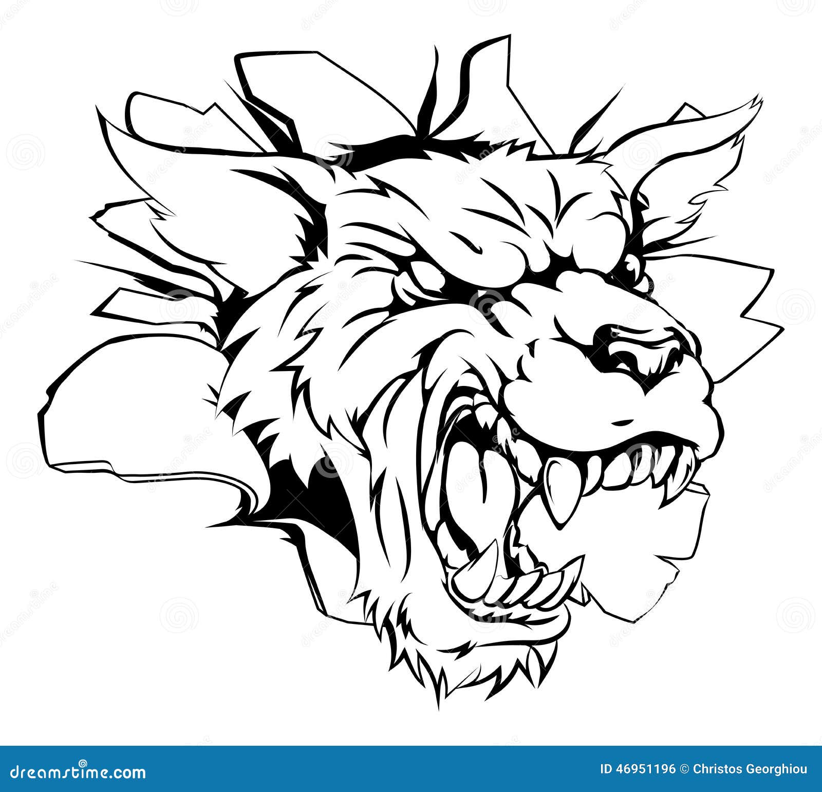 Wolf Head Coming through Wall Stock Vector - Illustration of breaking ...