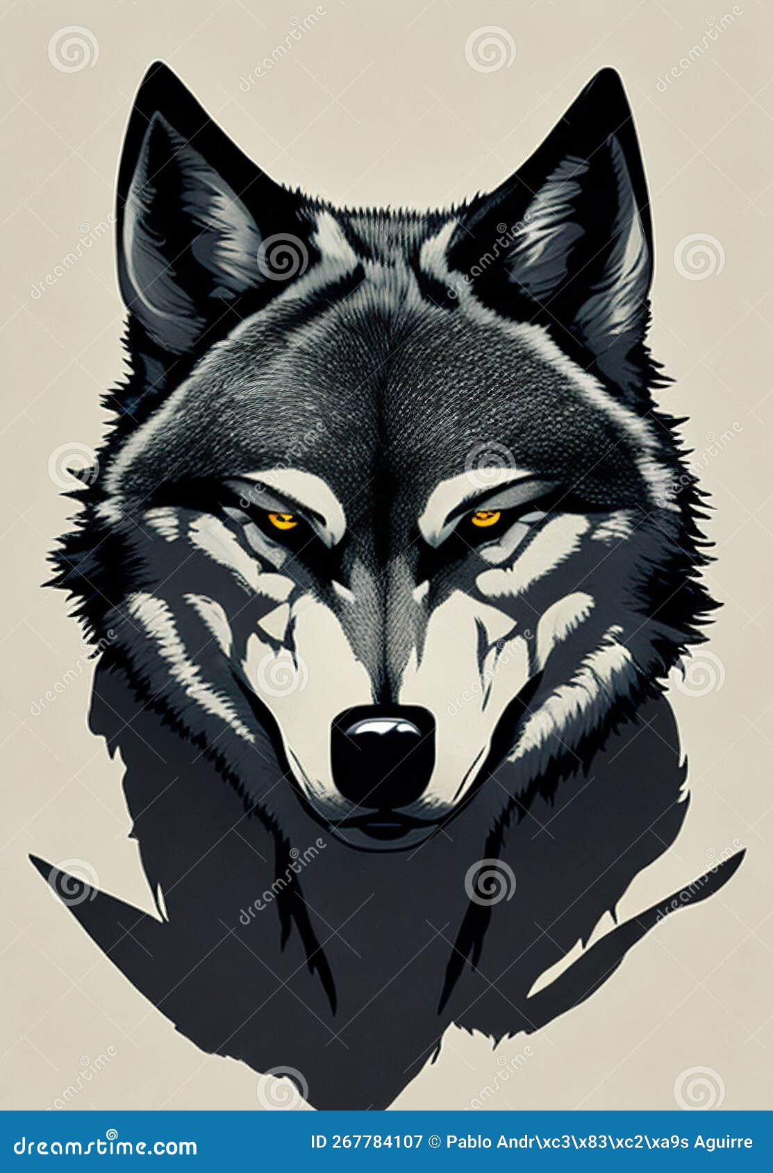 Wolf Head Digital Painting.generative Ai Stock Image - Image of etching ...