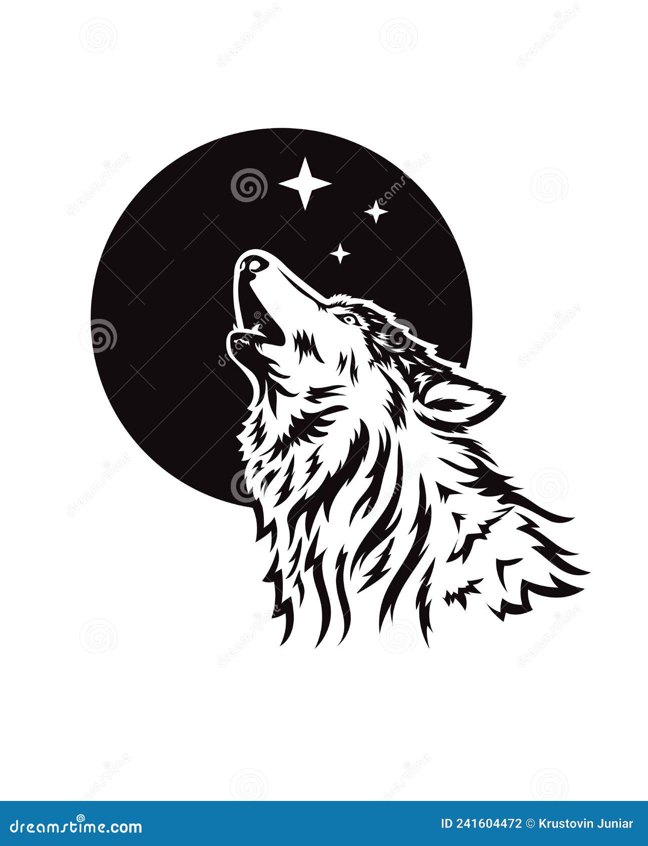 Wolf Head Howling in Front of the Moon Vector Stock Vector ...