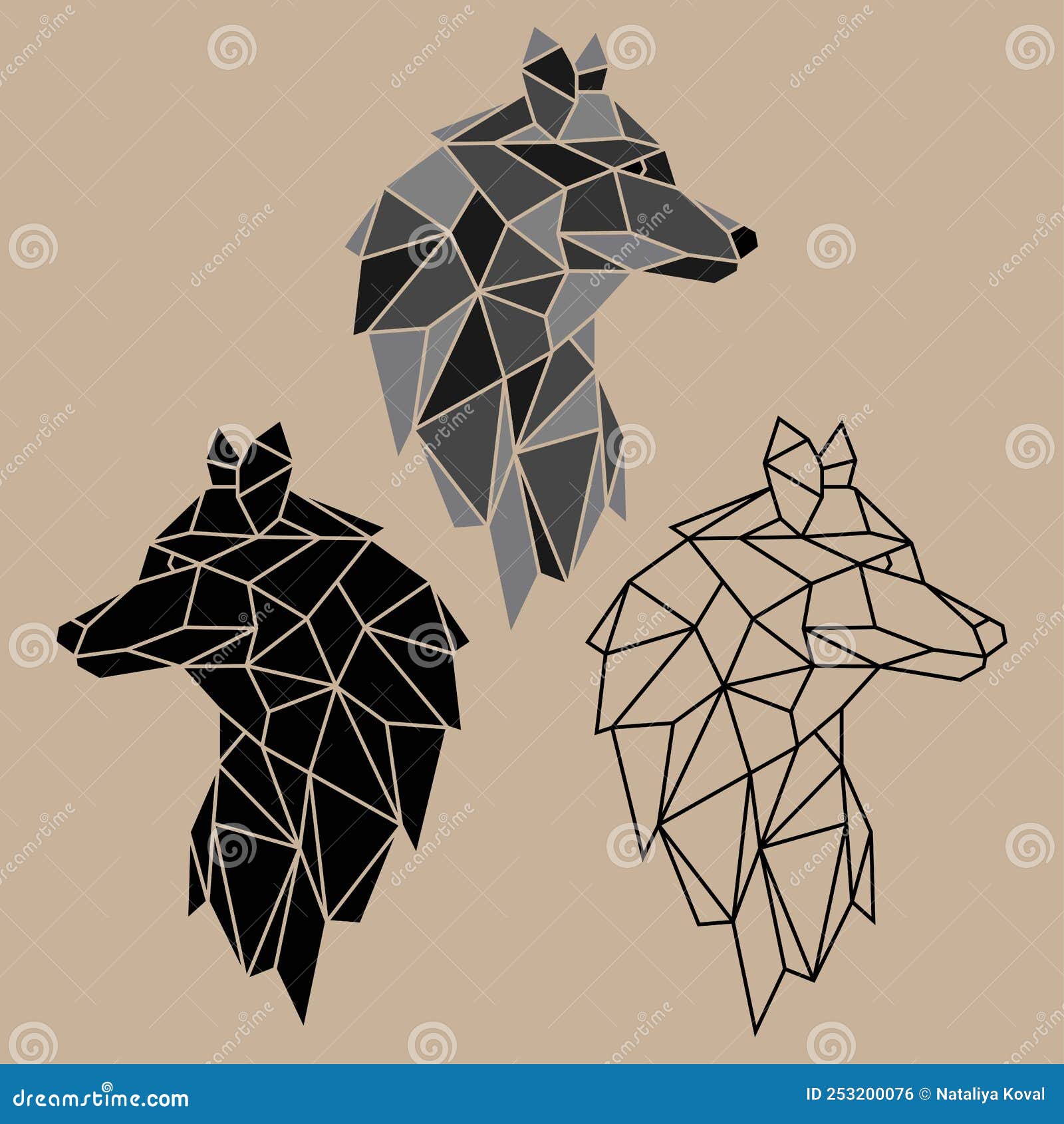 Wolf Head Icon. Abstract Triangular Style. Contour for Tattoo, Emblem ...