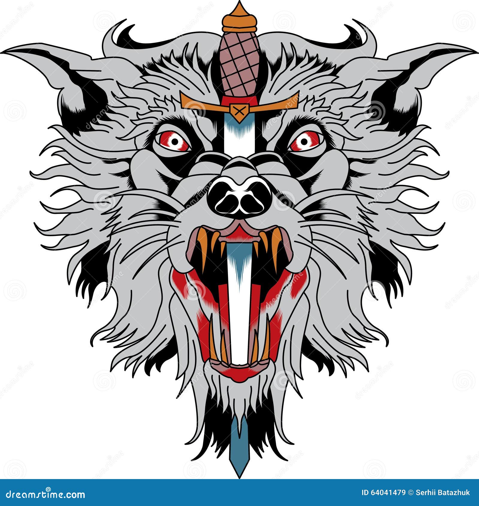 Angry Wolf Face Tattoo