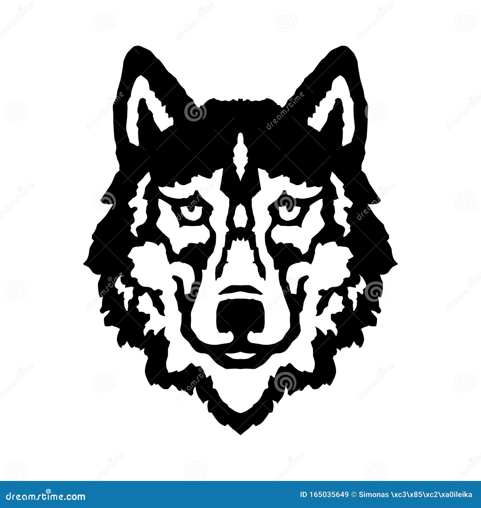 Wolf Head Logo 30. Black and White Stylized Drawing Stock Vector ...