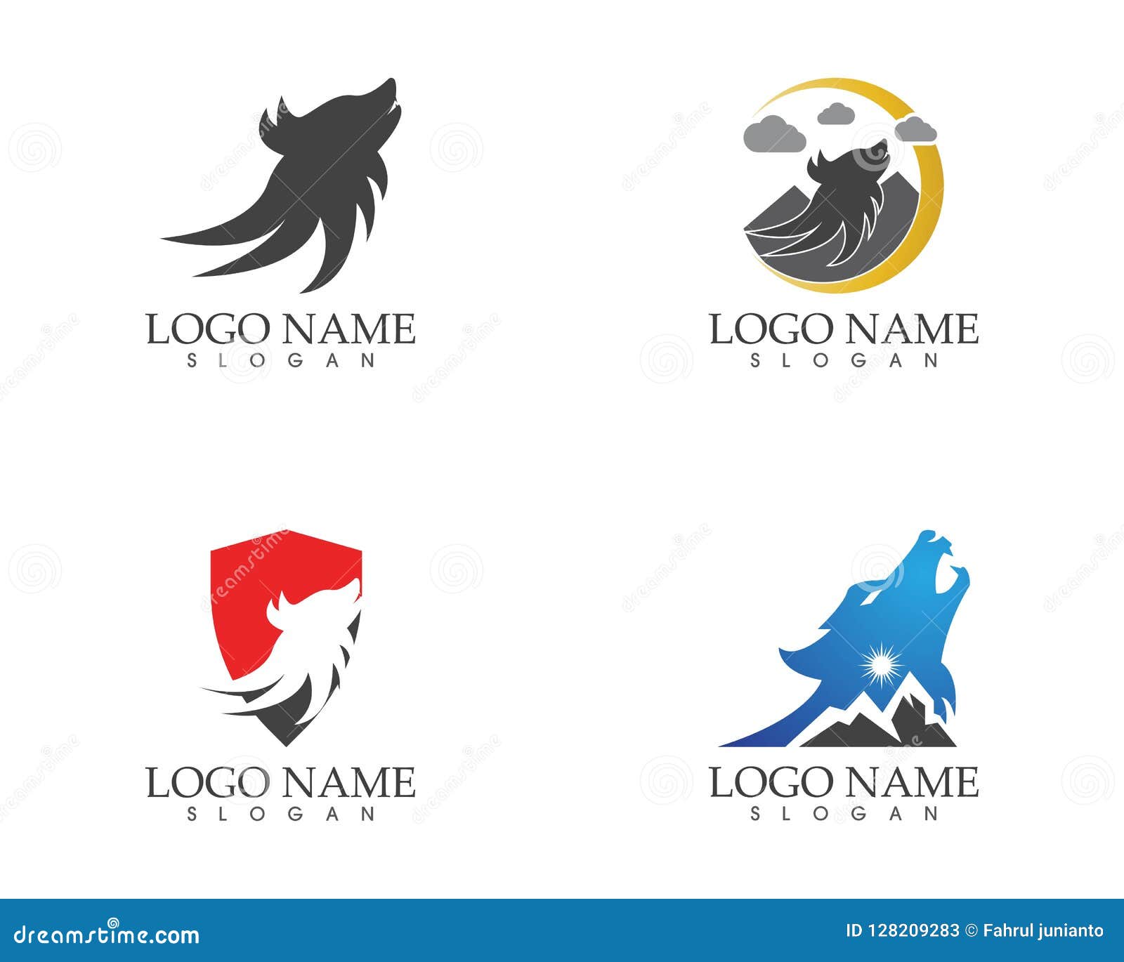 Wolf Head Logo Design Vector Illustration Stock Vector - Illustration ...