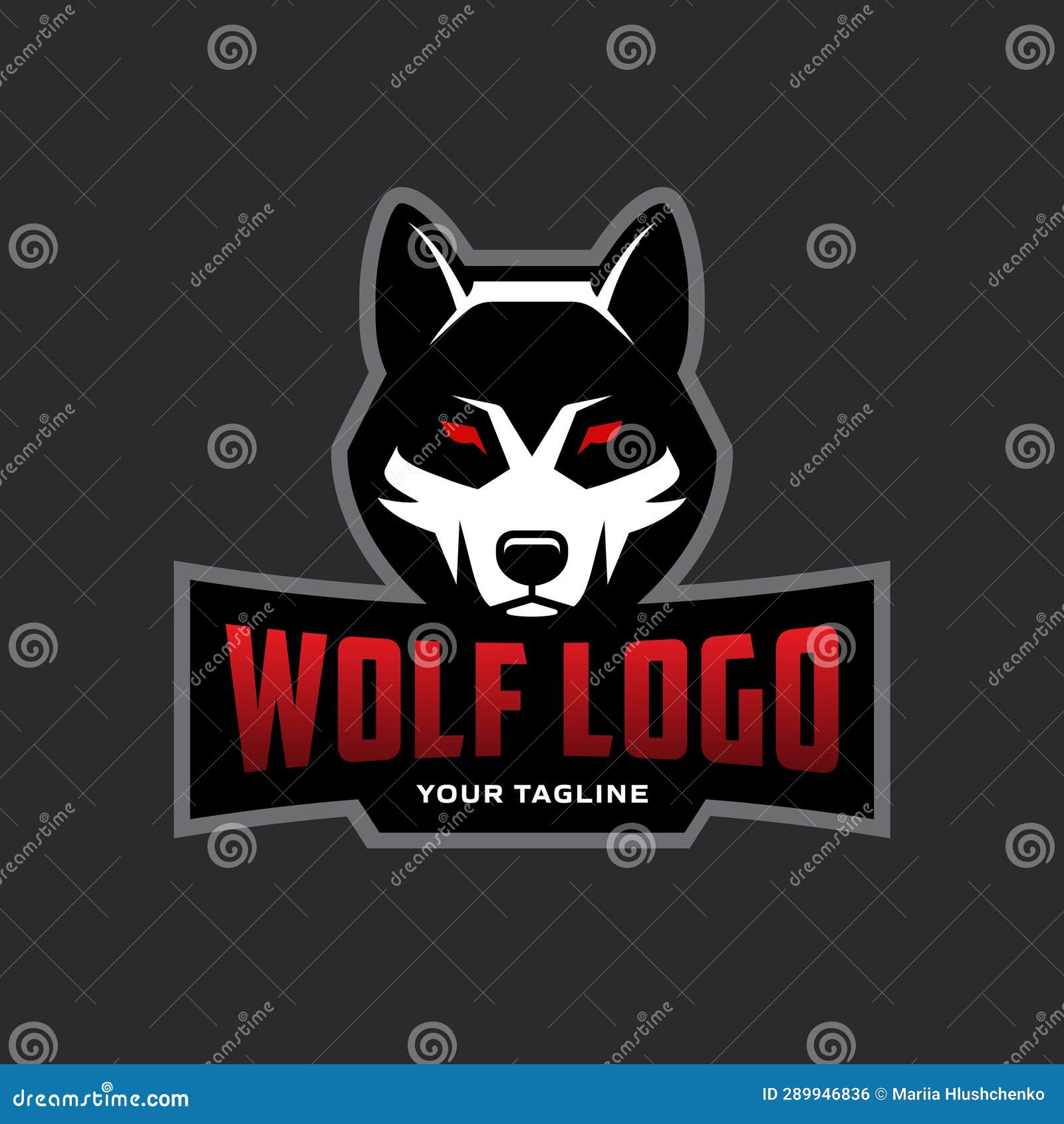 Wolf head logo. stock illustration. Illustration of head - 289946836
