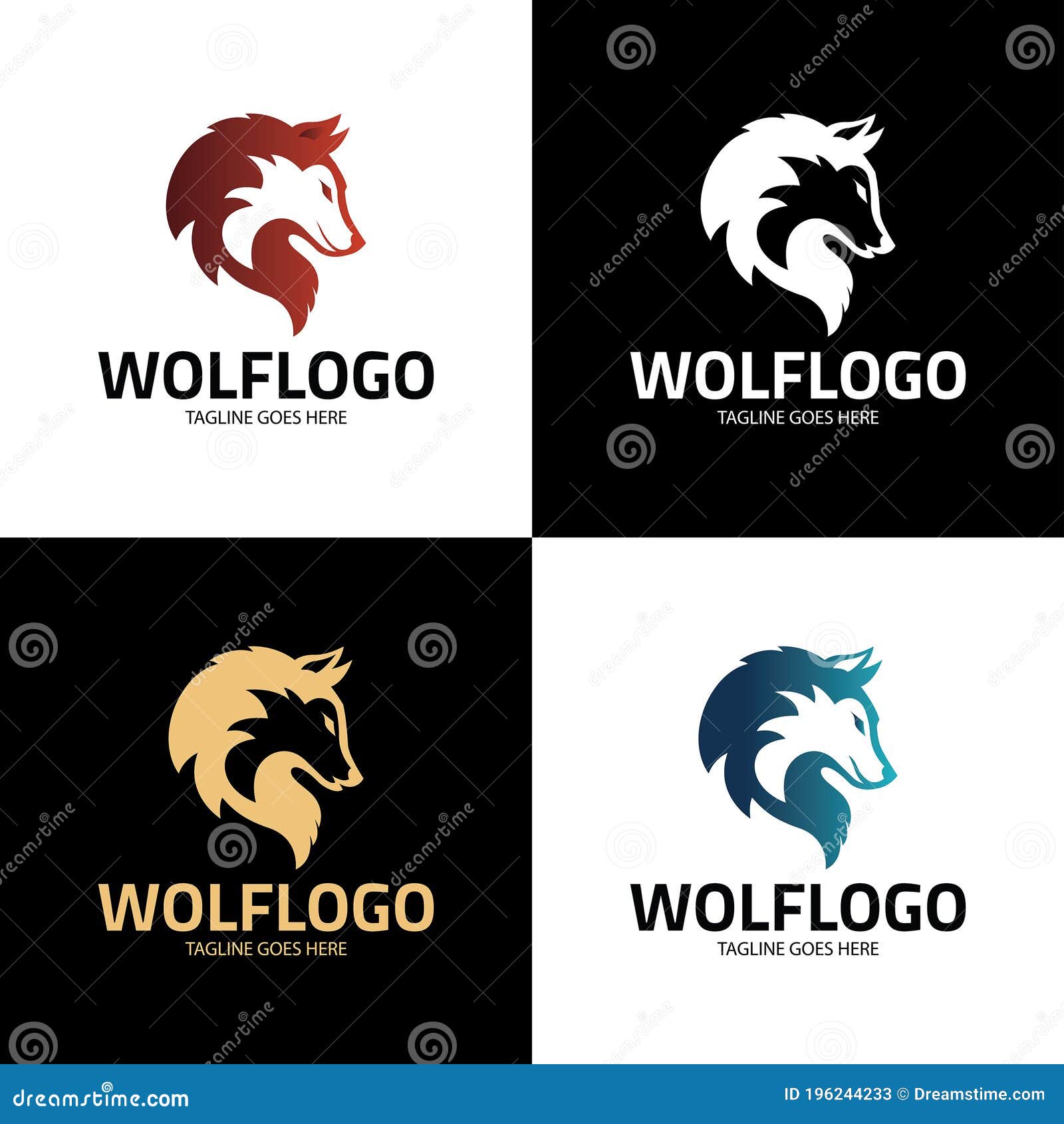 Wolf Head Logo stock vector. Illustration of design - 196244233