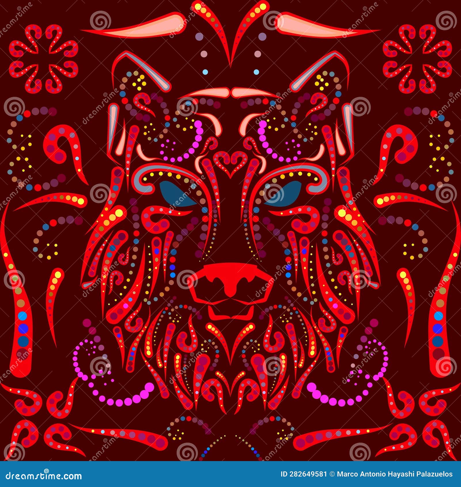 Wolf Head Mexican Talavera Mosaic Colorful Illustration Stock Vector ...