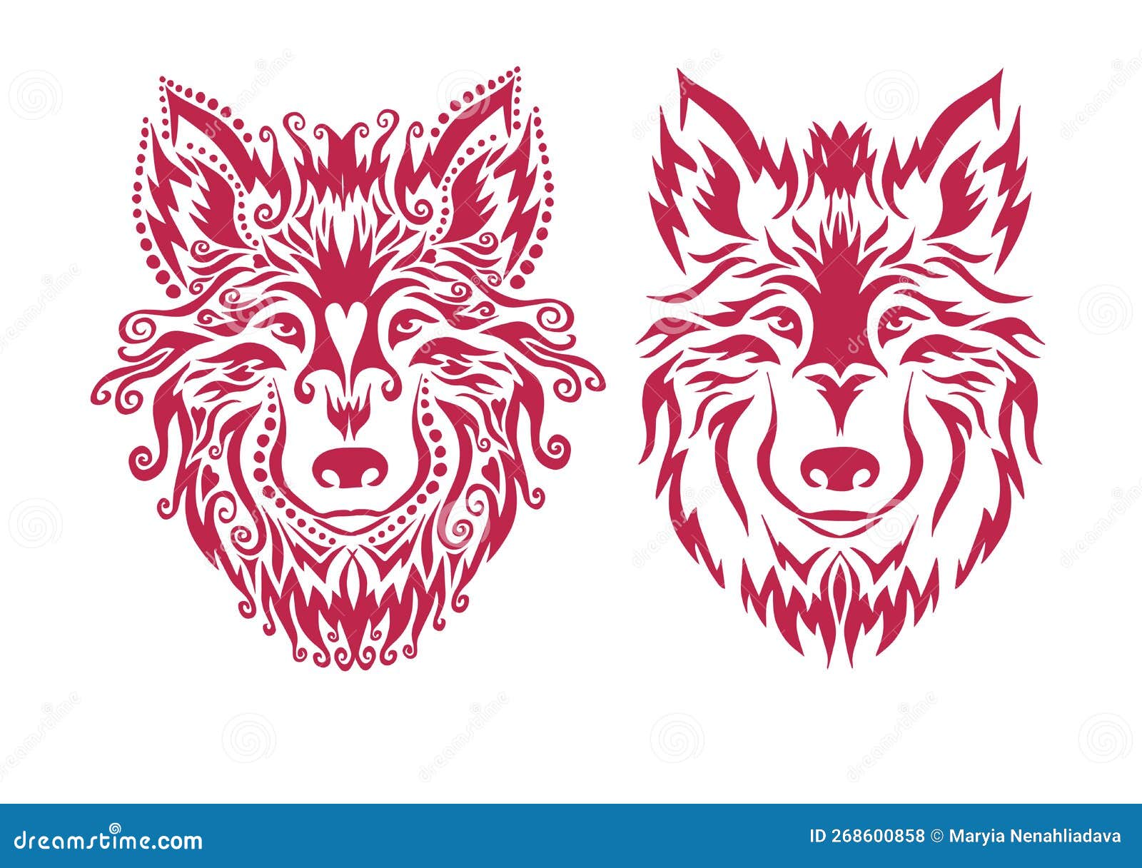 Wolf Head from Patterns. Color of 2023. Viva Magenta . 18-1750. Vector ...