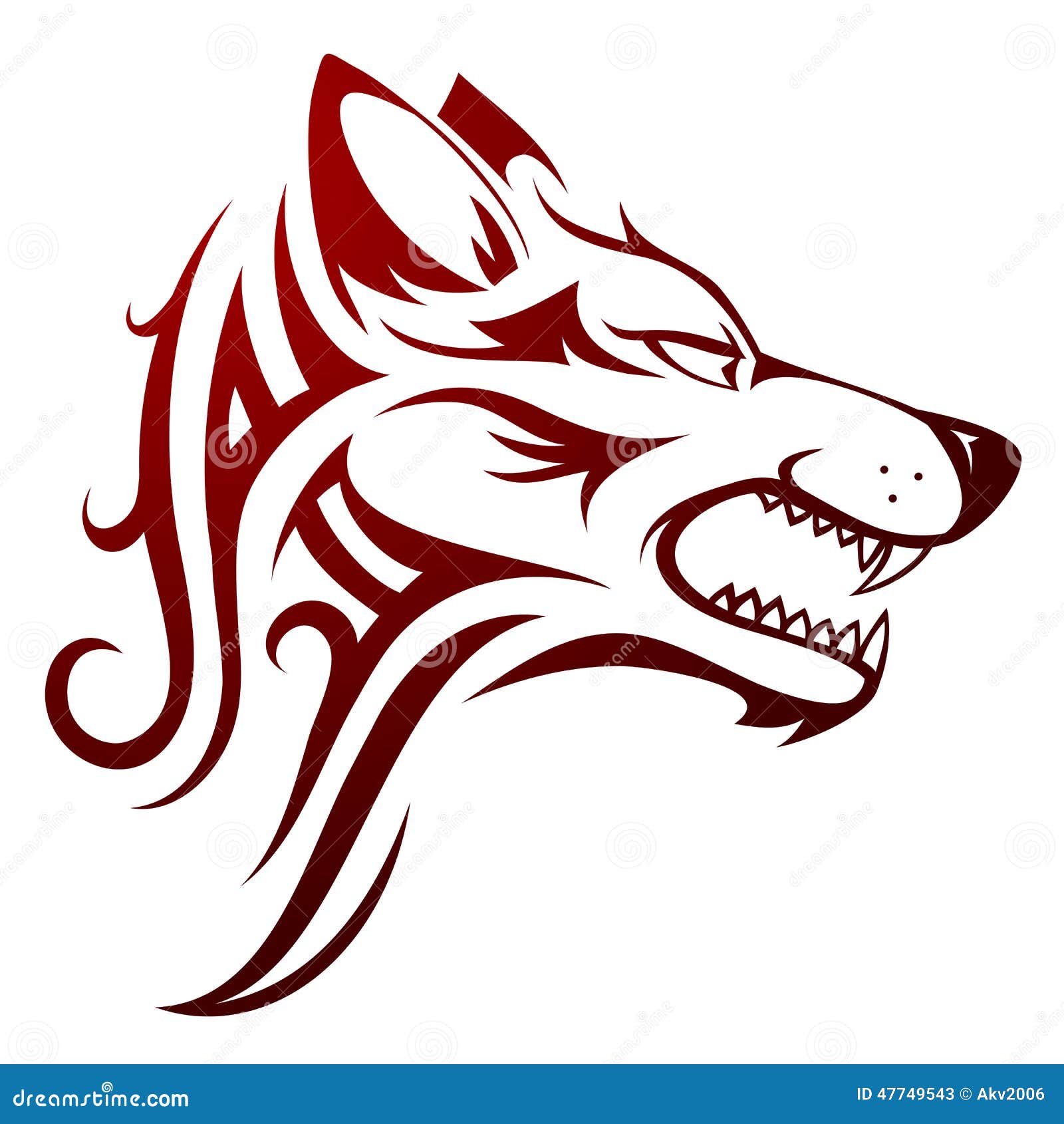 Wolf Head Tattoo in Tribal Art Style Stock Vector - Illustration of ...