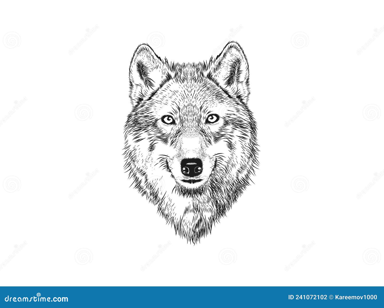 Wolf Head Vector Hand Drawn. Smiling Wolf Isolated Stock Vector ...