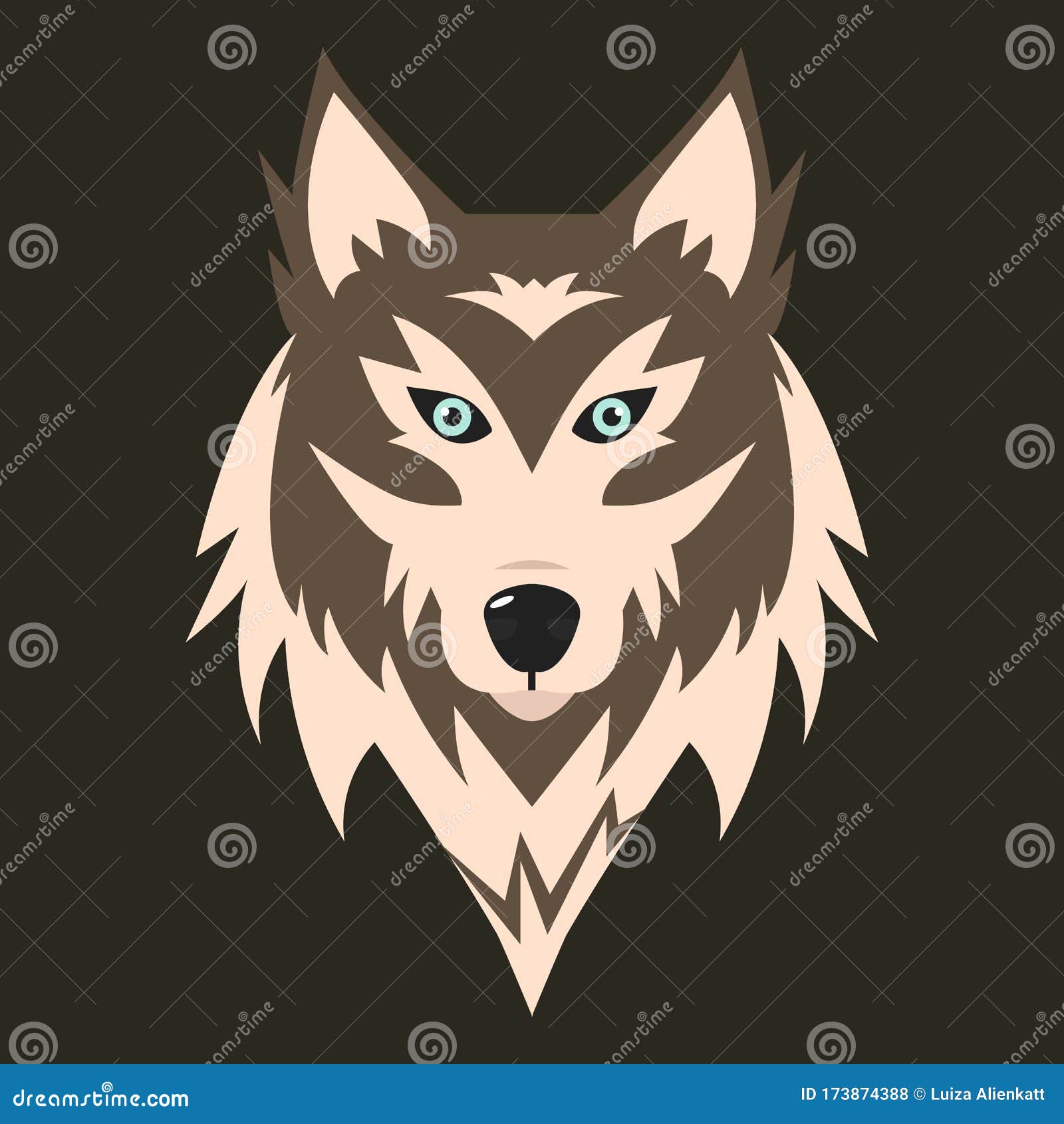 Wolf head stock vector. Illustration of nature, wildlife - 173874388