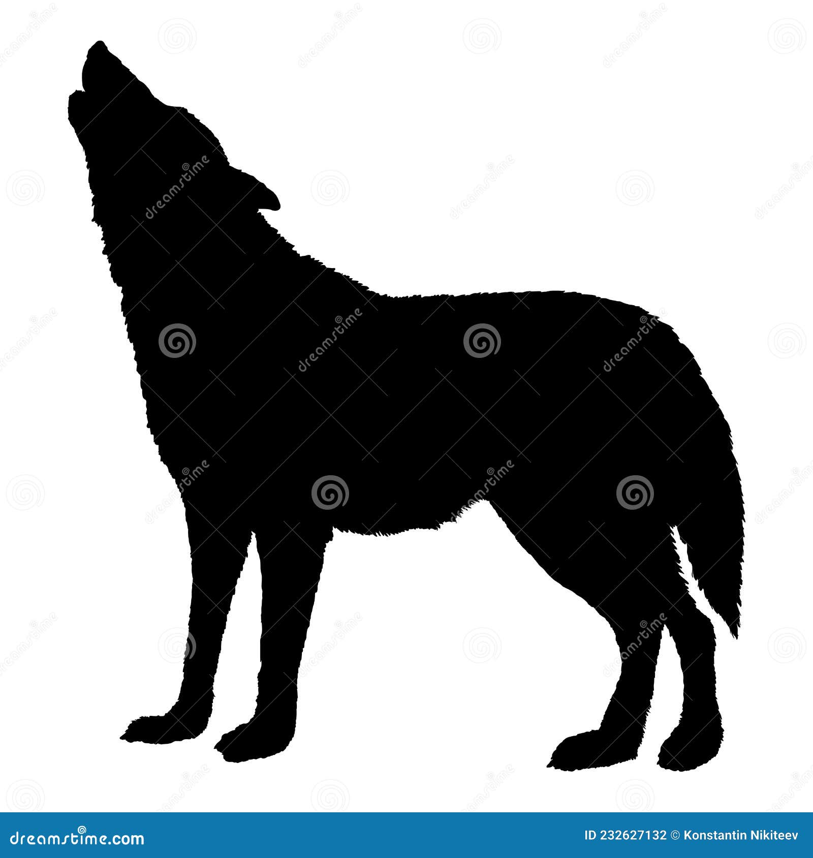 Wolf Heulend Vektor Schwarze Silhouette Illustration Vektor Abbildung ...