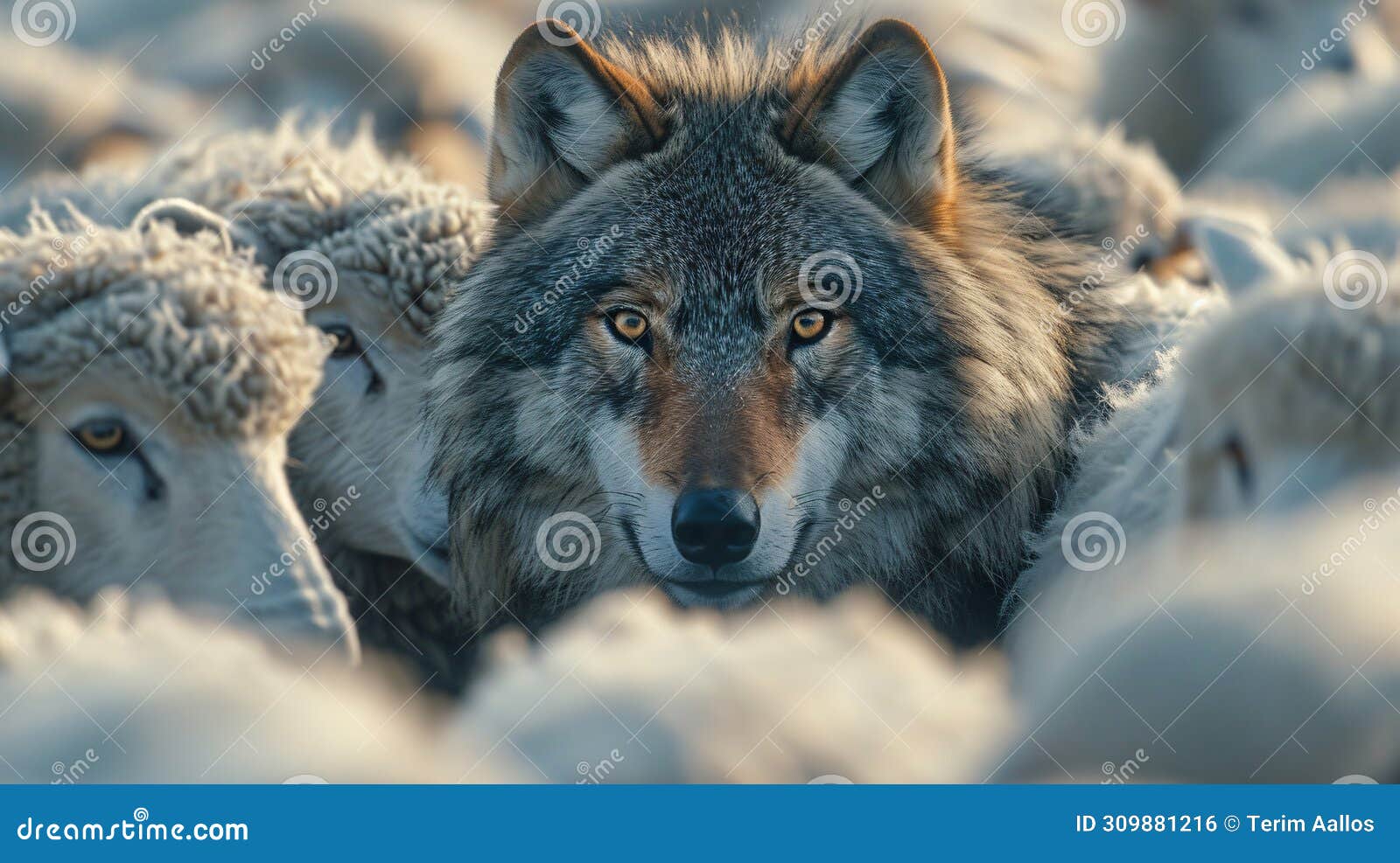 A Wolf Hiding among a Flock of Sheep, Stock Photo - Image of herd, hunt ...