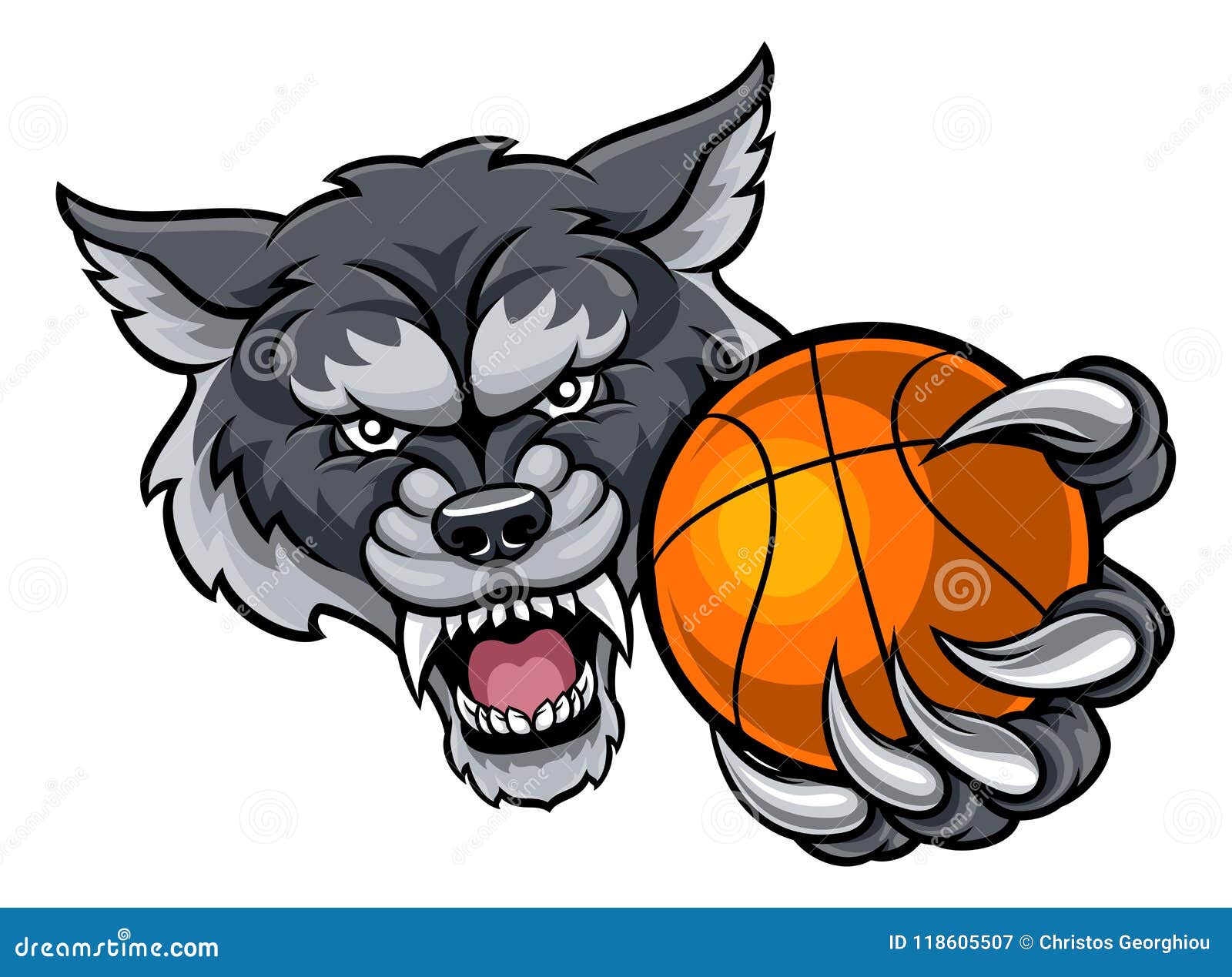 Wolf Holding Basketball Ball Mascot Vector Illustratie - Illustration ...