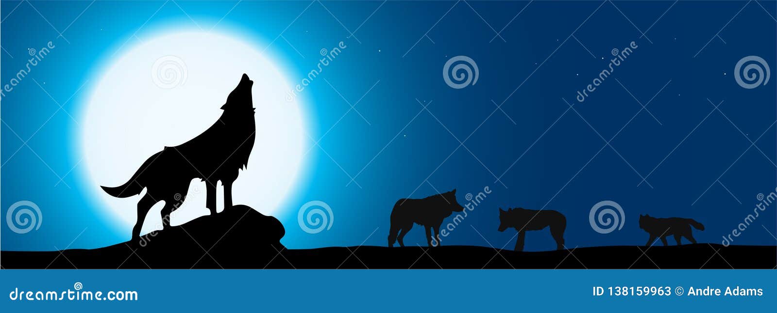 Wolf howling banner 03 stock vector. Illustration of graphic - 138159963