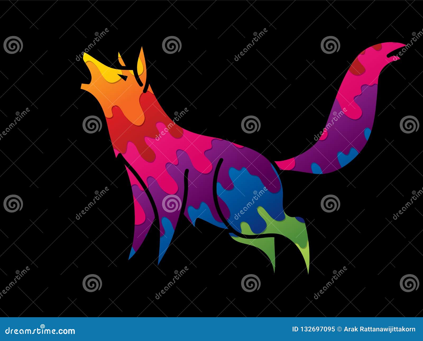 Howling Cartoon Werewolf. Includes An Outline For Coloring ...