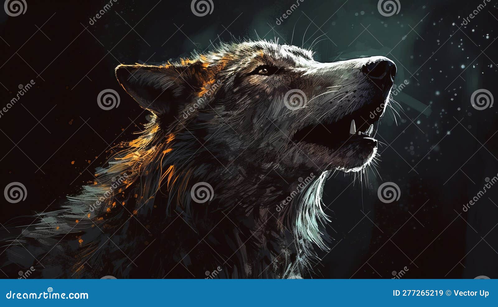 Wolf Howling Close-up. Generative AI Stock Illustration - Illustration ...