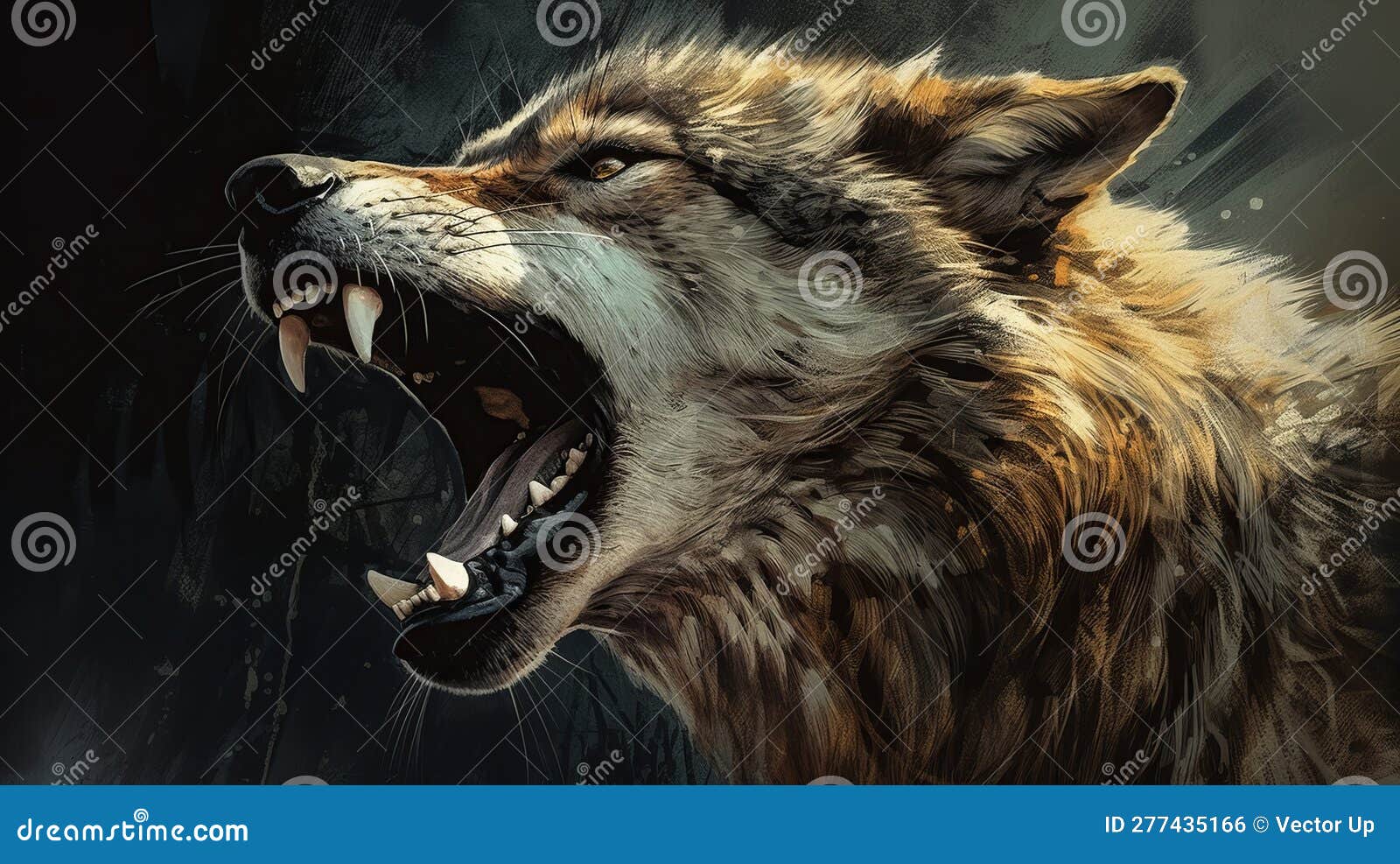 Wolf Howling Close-up. Generative AI Stock Illustration - Illustration ...