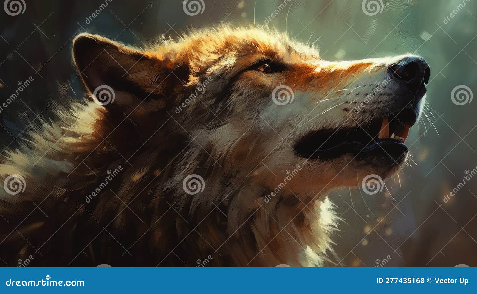 Wolf Howling Close-up. Generative AI Stock Illustration - Illustration ...