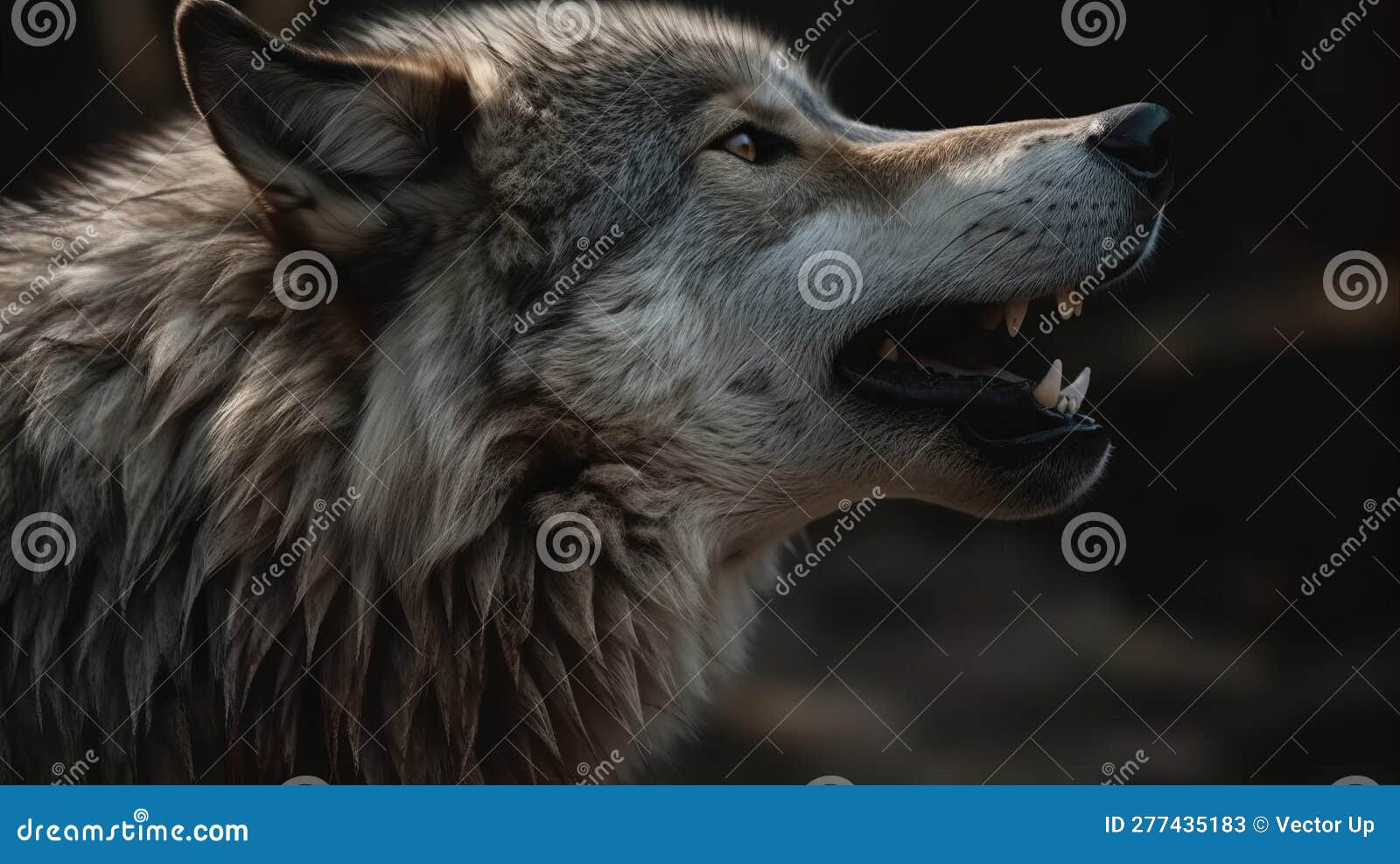 Wolf Howling Close-up. Generative AI Stock Illustration - Illustration ...