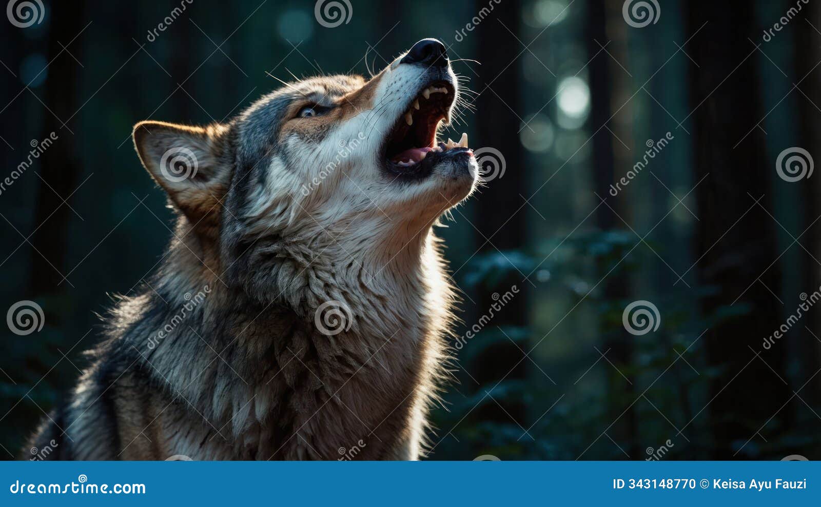 A Wolf Howling in a Forest, Showcasing Its Natural Behavior and ...