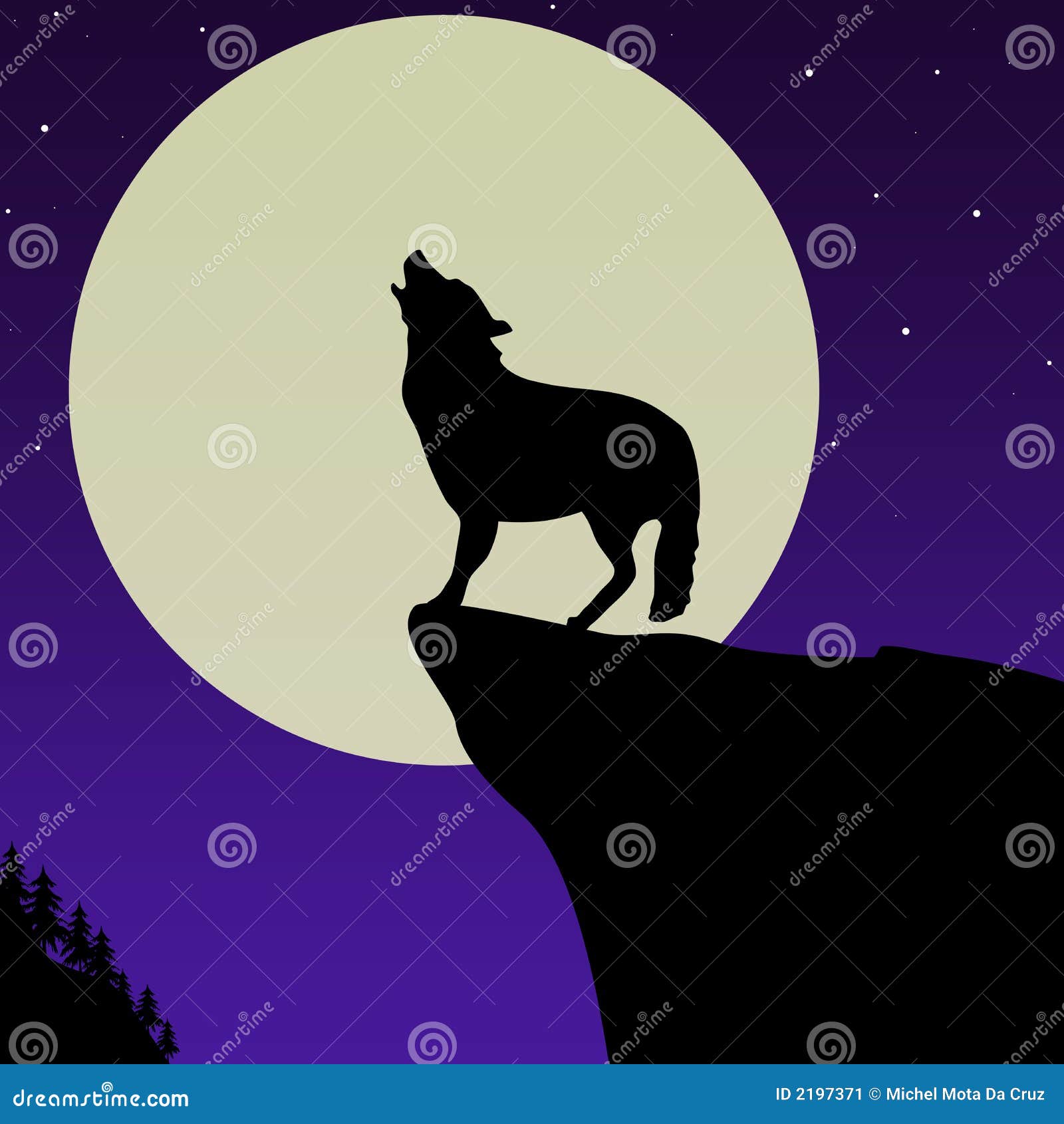 Wolf Howling On The Moon. Dog Or Wolf Lineart Cartoon Illustration ...