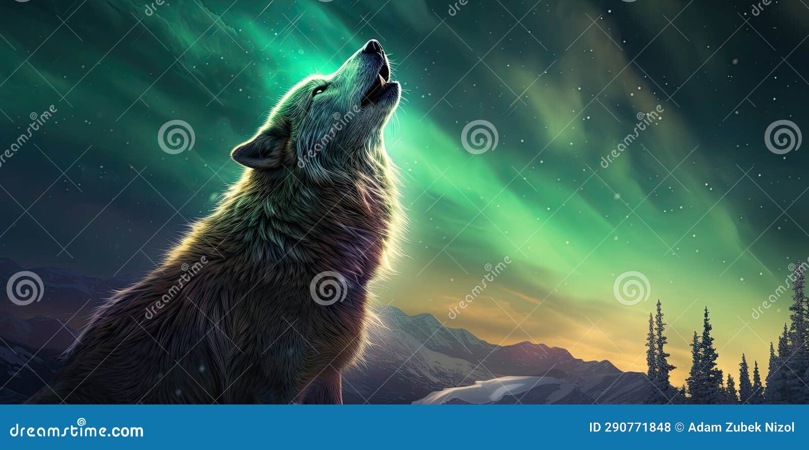 A Wolf Howling in Front of a Starry Sky Stock Illustration ...