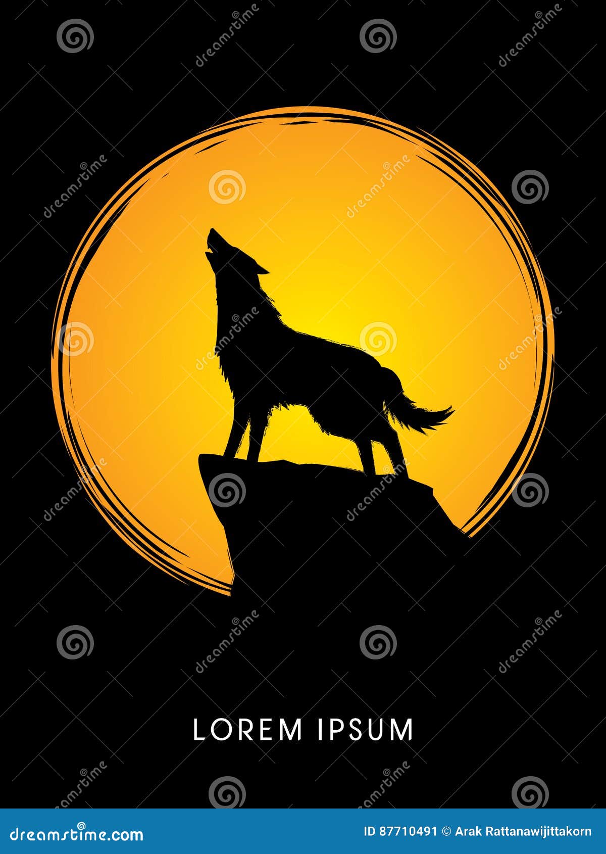 Wolf howling graphic stock vector. Illustration of mountain - 87710491