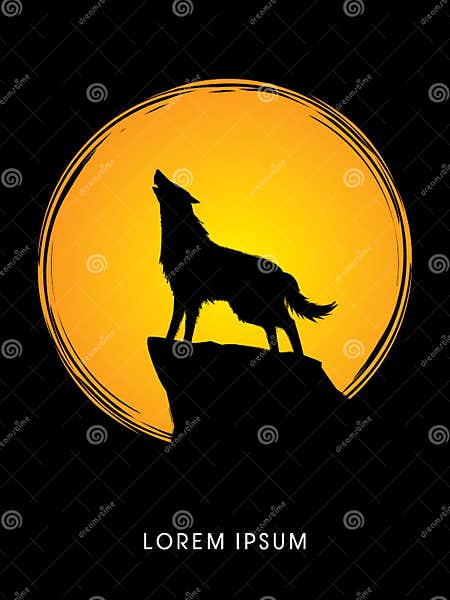 Wolf howling graphic stock vector. Illustration of mountain - 87710491