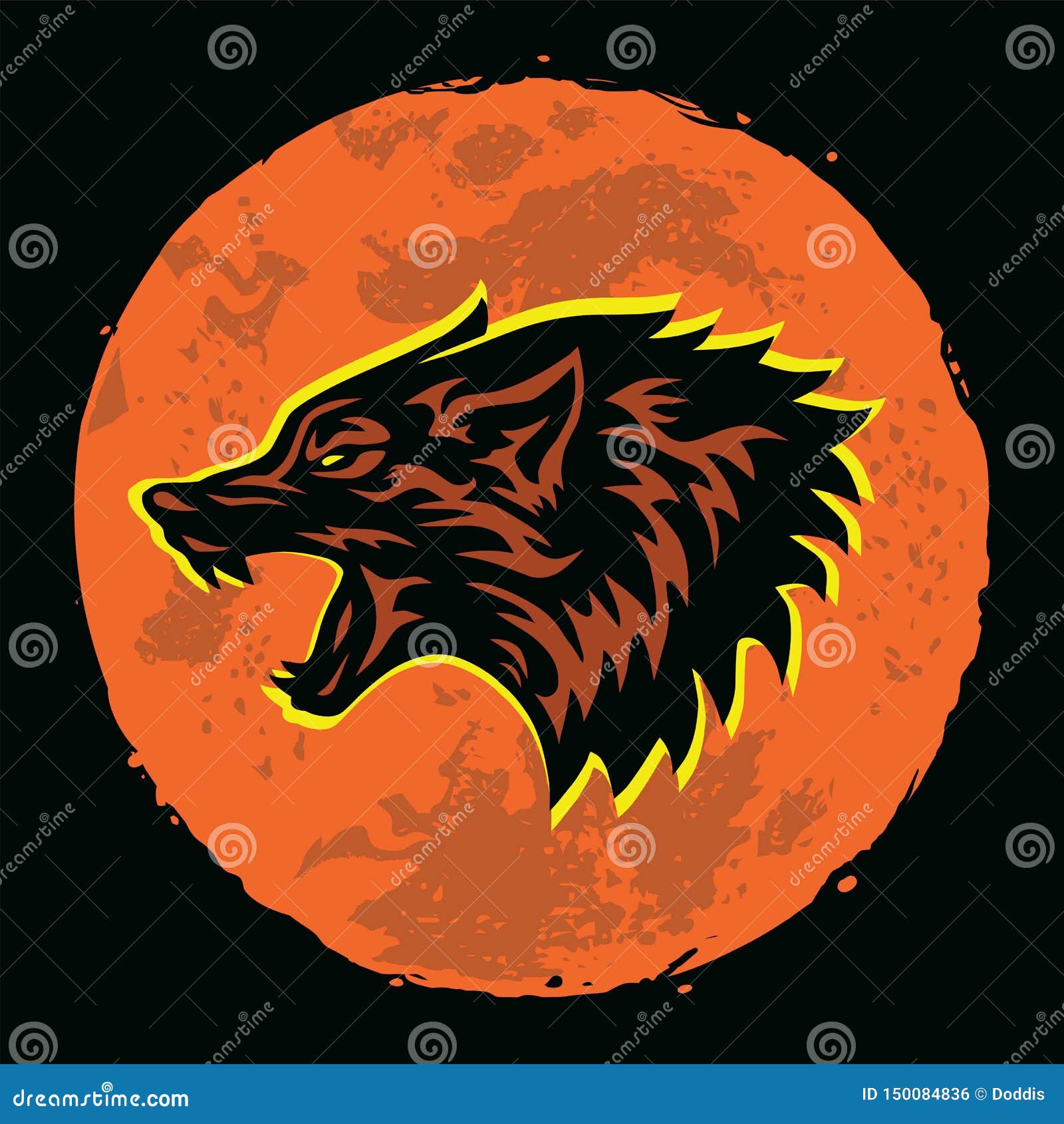 Wolf Howling At Moon Logo