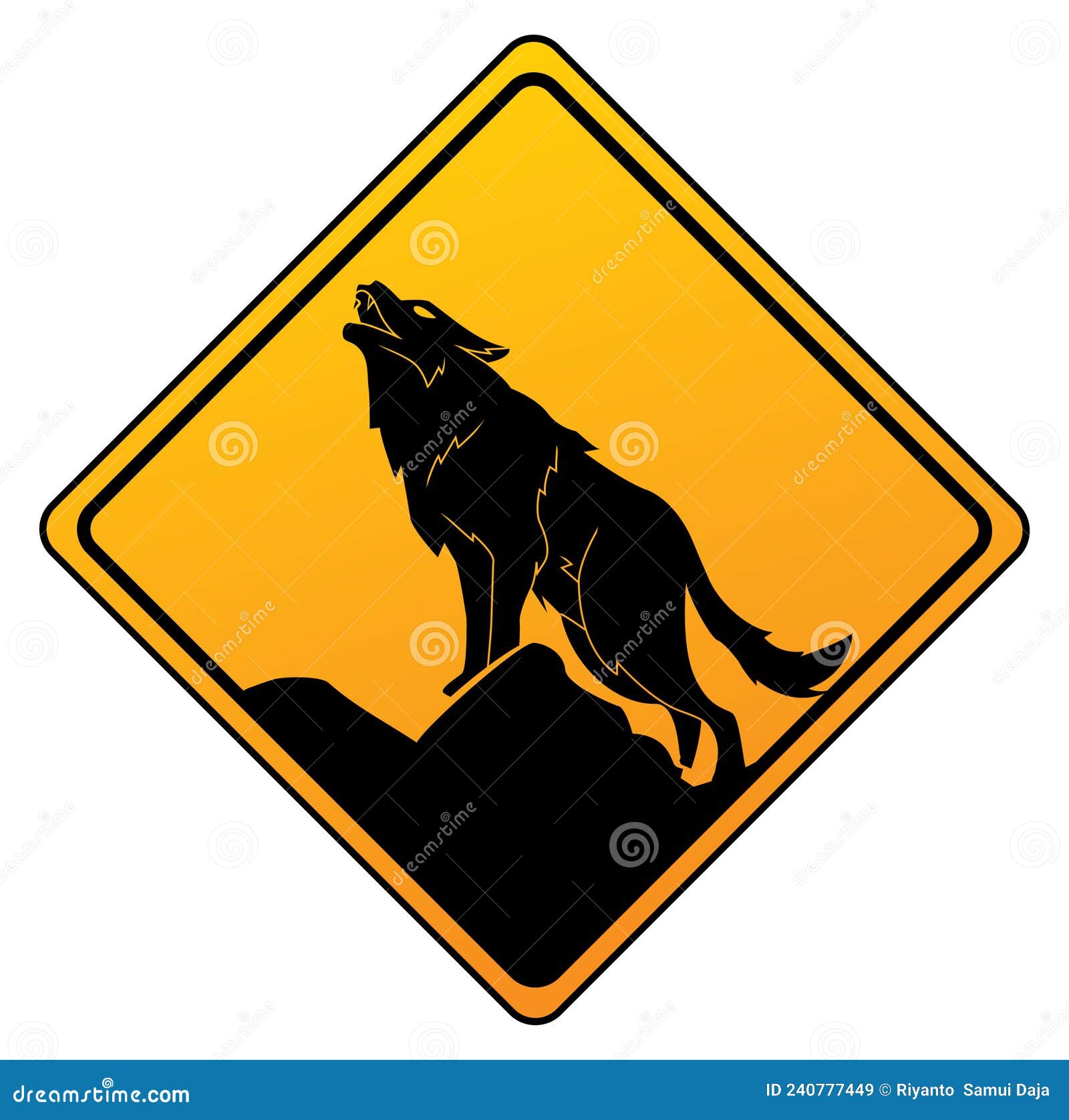 Wolf Howling in the Midnight Warning Sign Board Illustration Stock ...