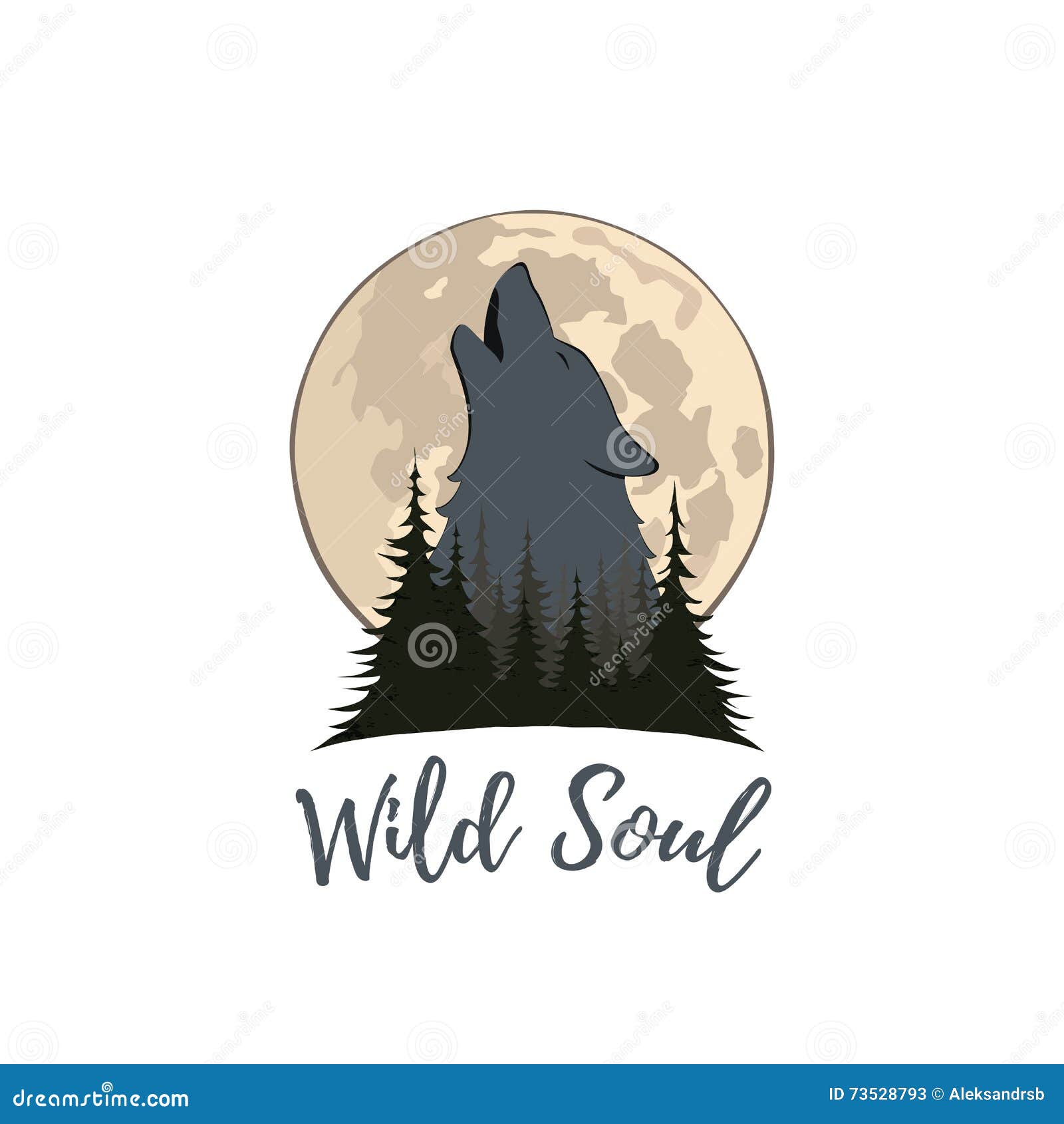 Wolf Howling on the Moon in the Forest. Stock Vector - Illustration of ...