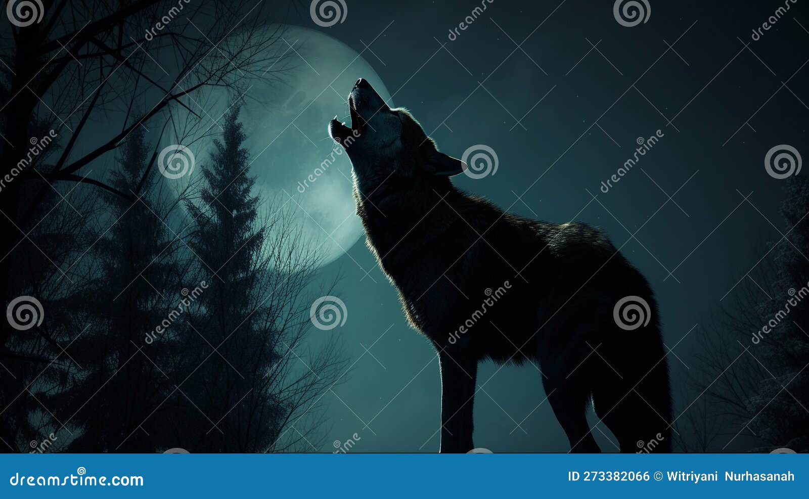 Wolf Howling at the Moon Inside the Deep Dark Mountain Forest. the Moon ...