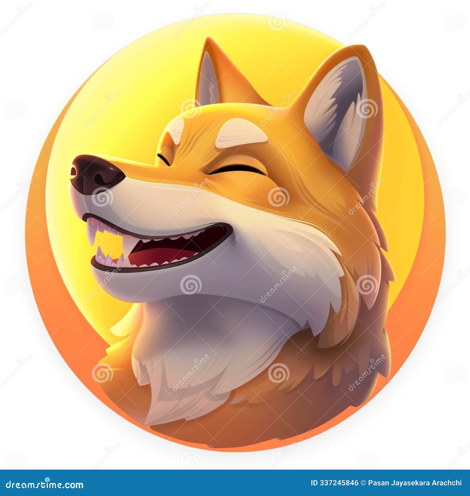 Wolf Howling at Moon with Smiley Face Stock Illustration - Illustration ...
