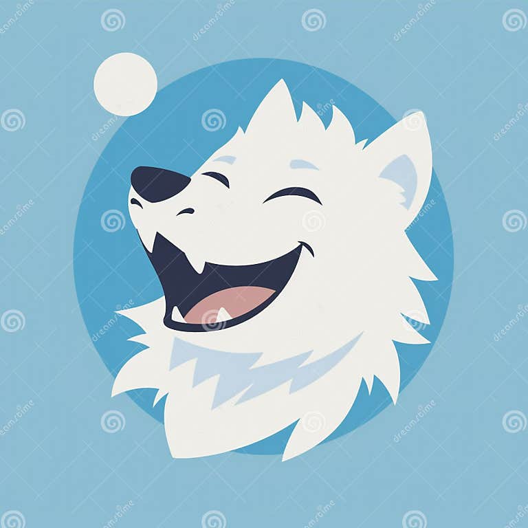Wolf Howling at Moon with Smiley Face Stock Illustration - Illustration ...