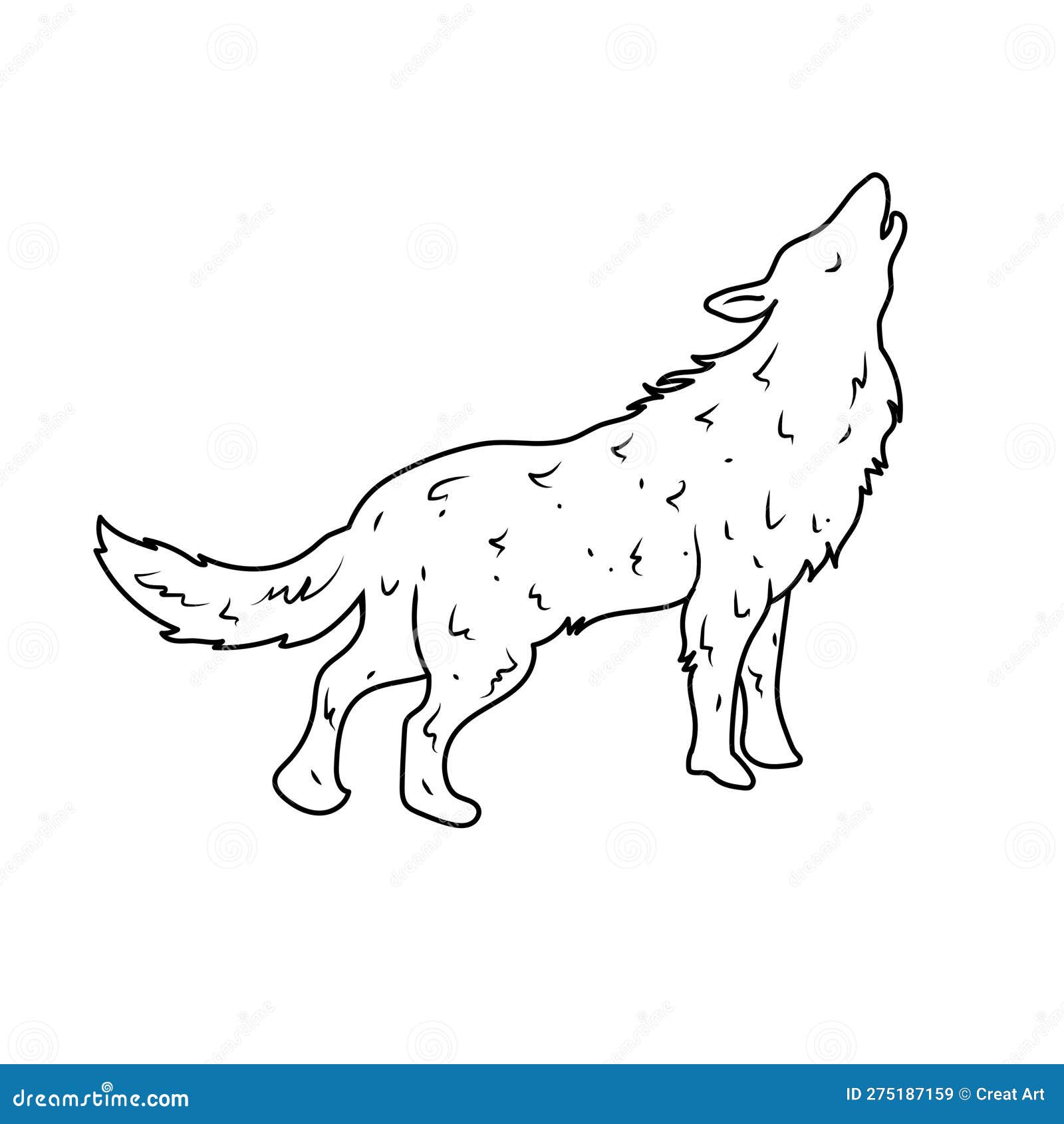 Wolf Howling Vector Illustration Black Outline | CartoonDealer.com #275187159