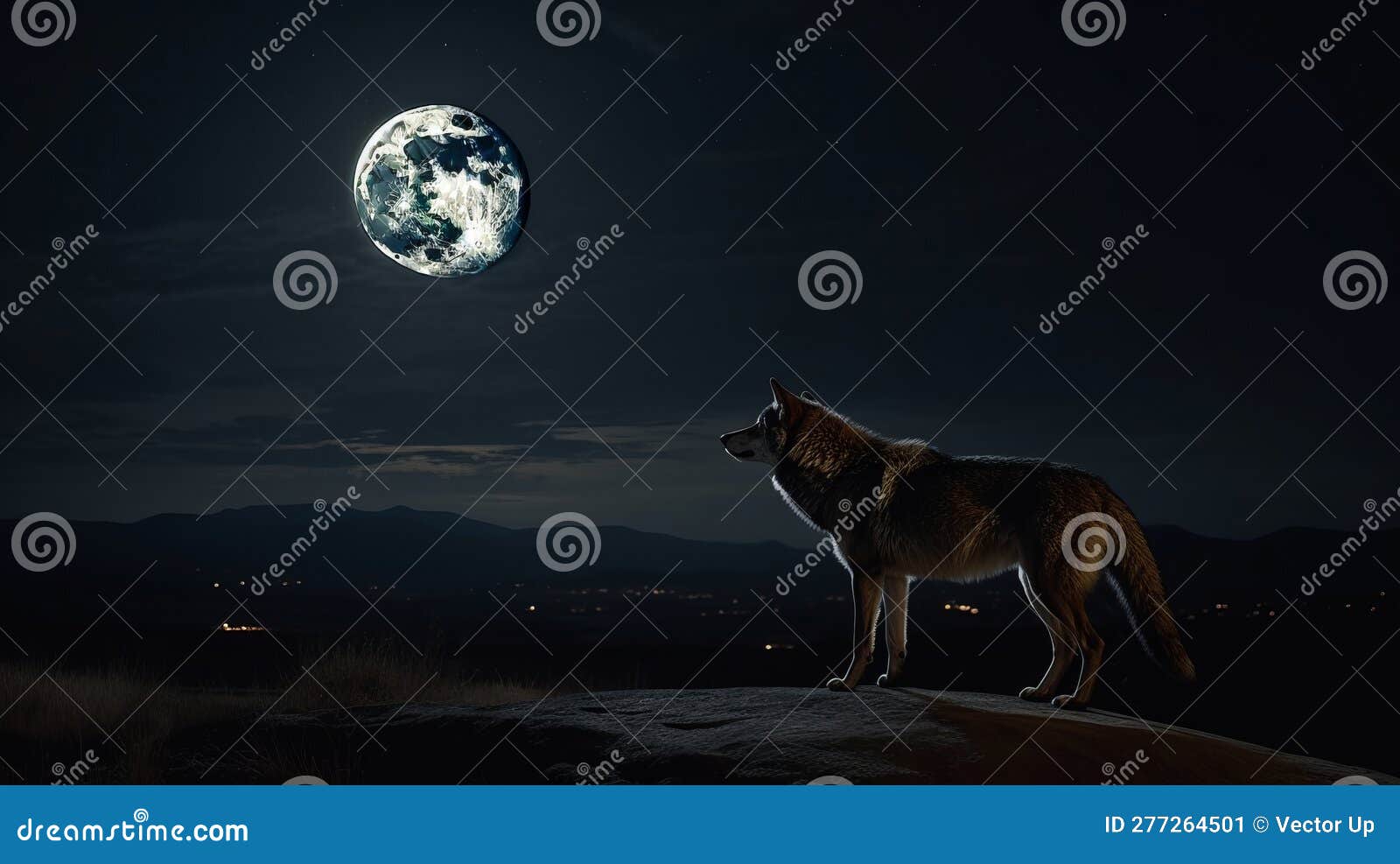 The Wolf Howls at the Full Moon at Night. Generative AI Stock ...