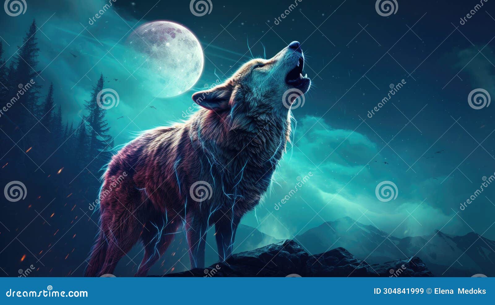 A Wolf Howls at the Moon at Dusk Stock Image - Image of moon, concept ...