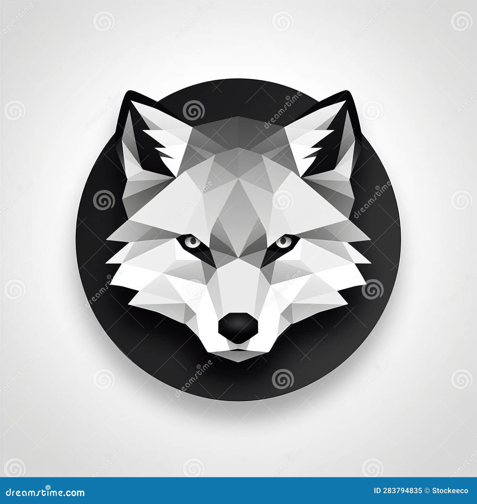 Minimalist Wolf Head Icon on Black and White Background Stock ...